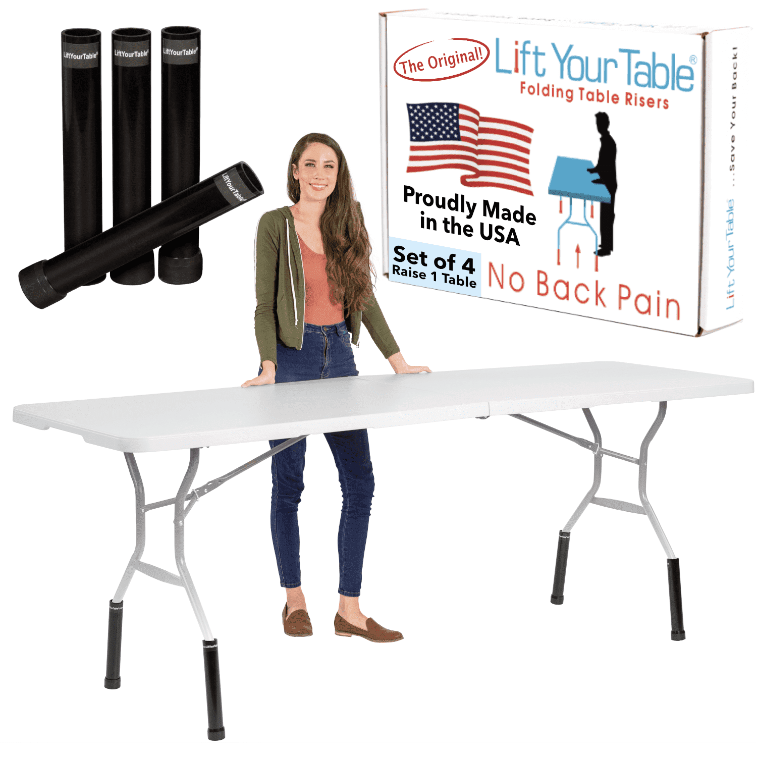 Lift Your Table Adjustable Risers, Set of 4, Sturdy, Black, Counter ...