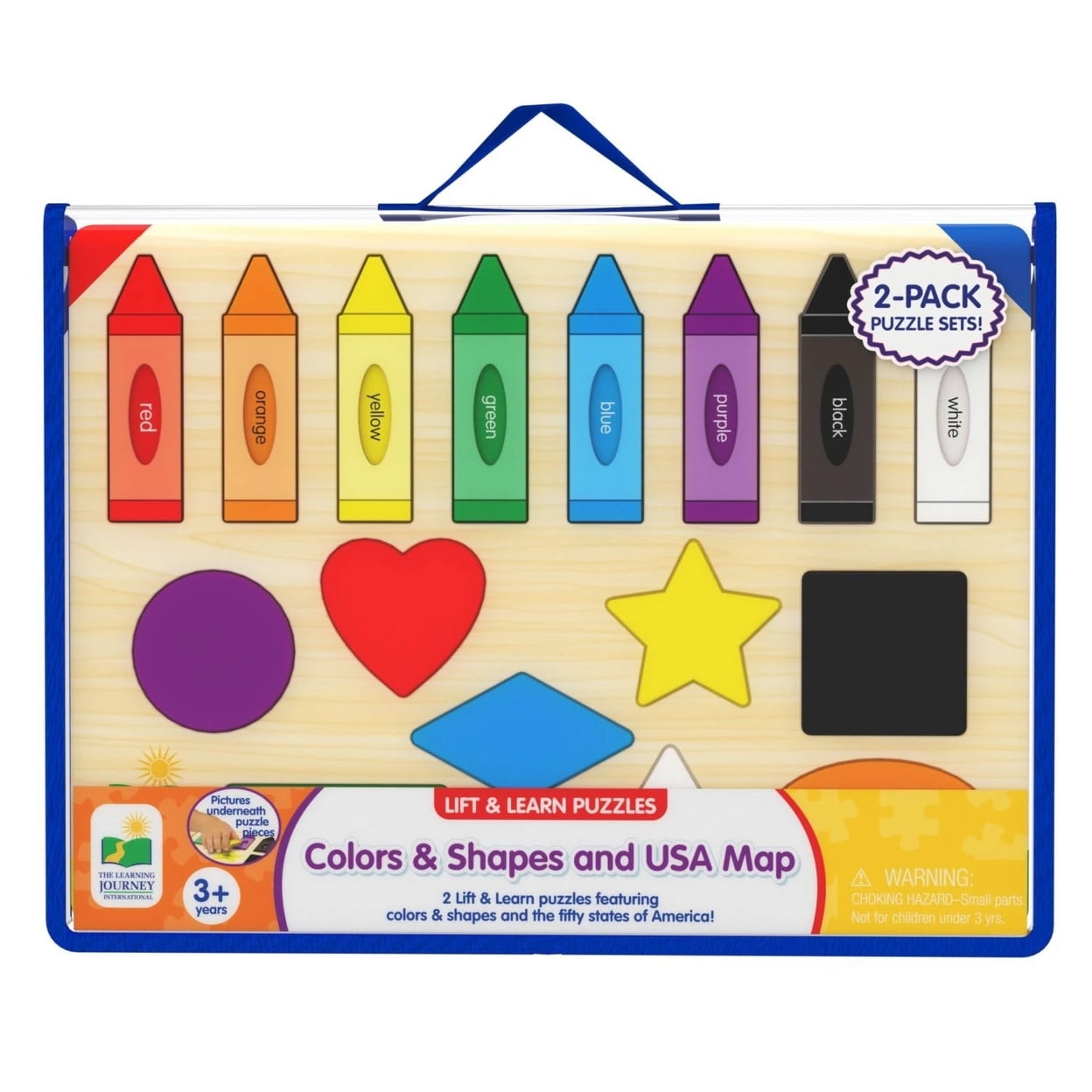 Lift and Learn Puzzles Colors and Shapes + USA Map 2 Pack - Walmart.com