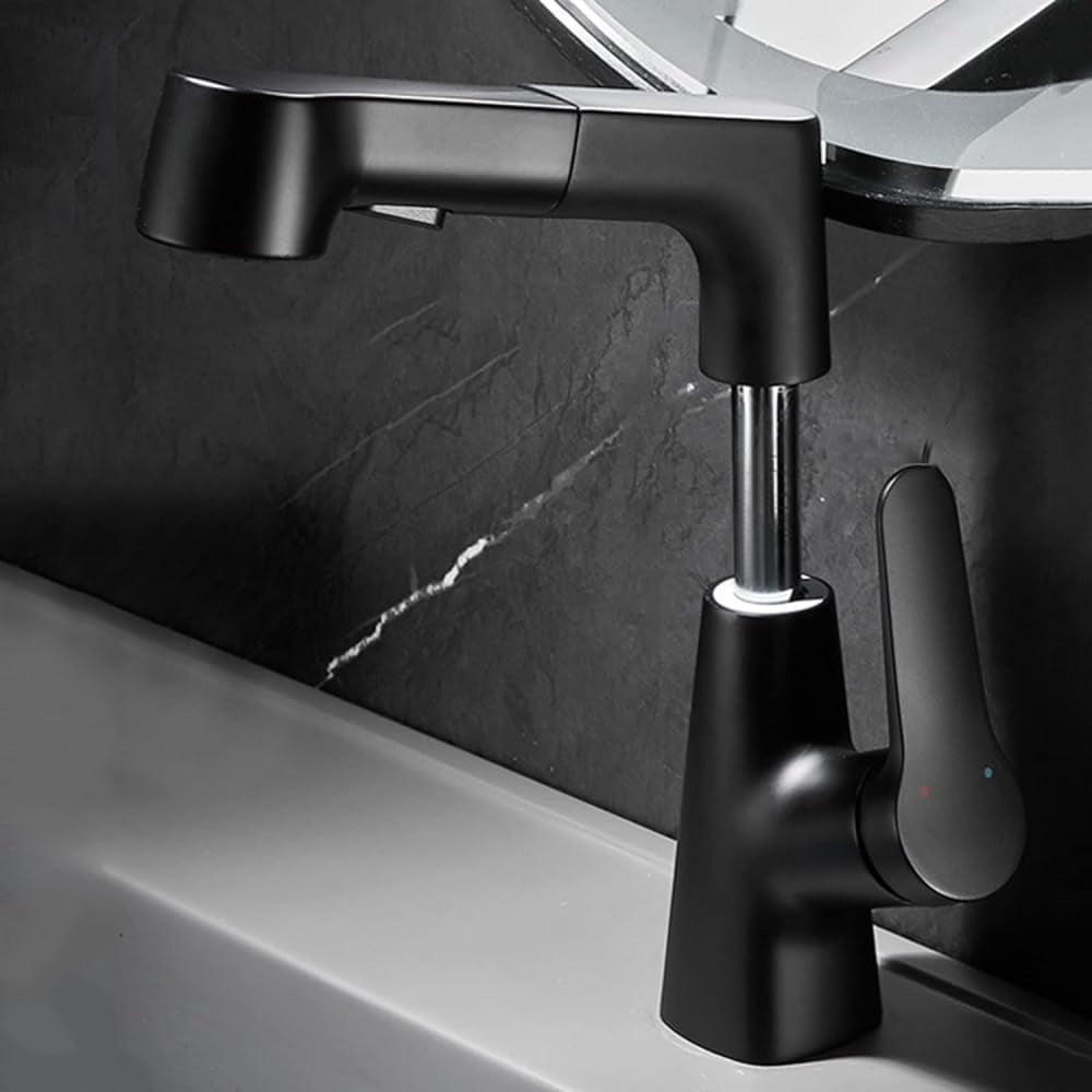 Lift-and-Pull Bathroom Vanity Faucets 360° Swivel Brass Sink Mixer ...