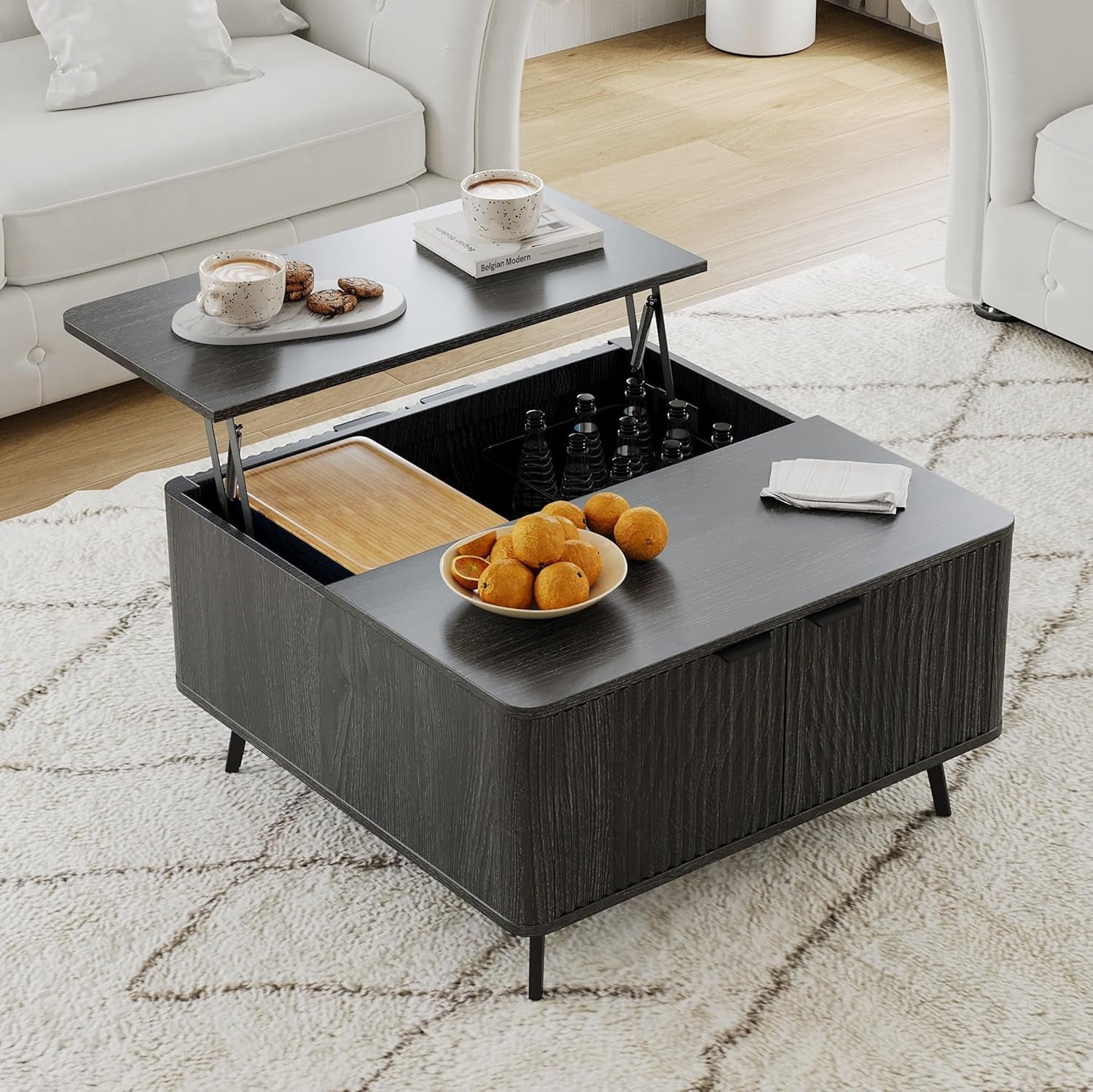 Lift up Coffee Table, Lift up Desktop Central Table, with Large Hidden ...