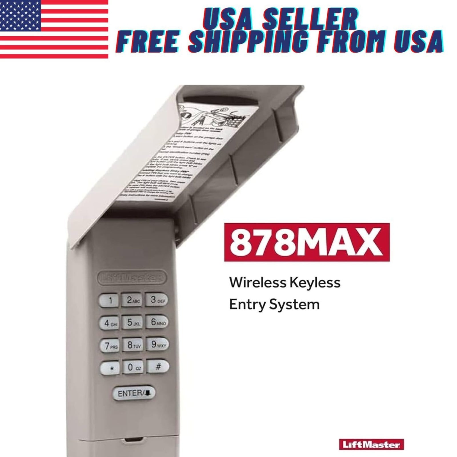 LiftMaster 878MAX Wireless Garage Door Keypad Remote Security+ 2.0 ...