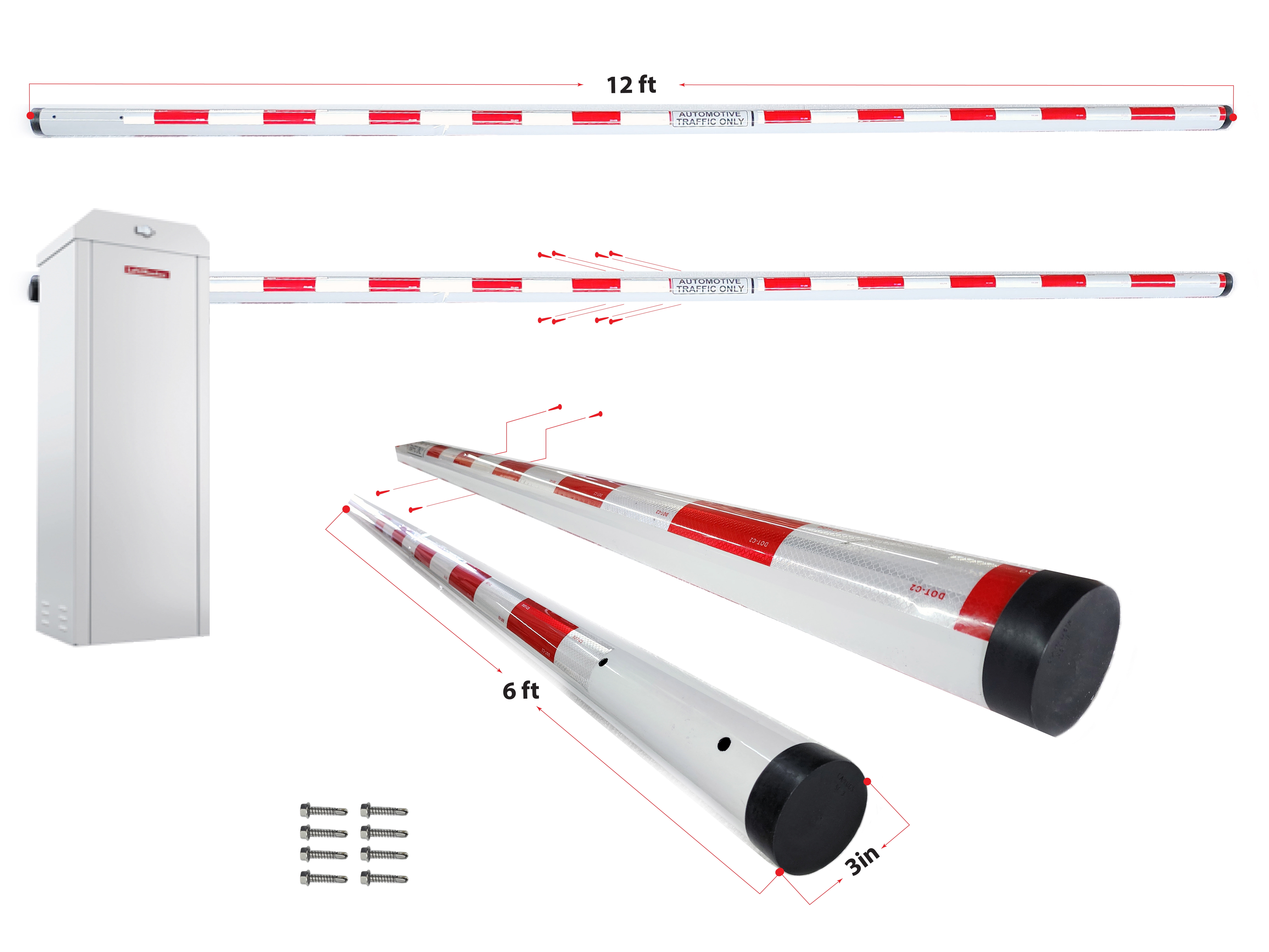 LiftMaster Parking Barrier Arm, 12 Ft, Aluminum Round, 2-Piece, DOT-C2 ...