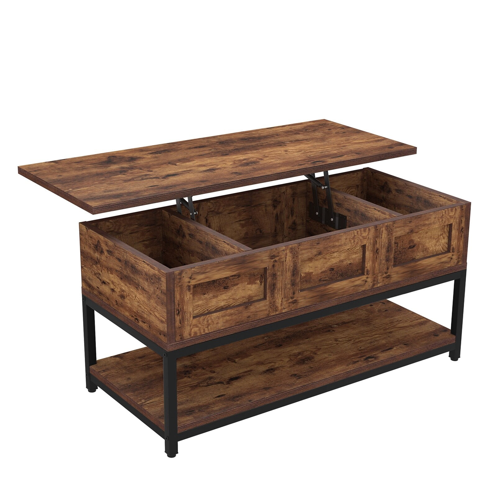 Liftable Desktop Coffee Table with Open Shelf and Hidden Storage Space ...