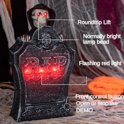 Liftable Halloween Tombstone Decoration with Creepy Sounds Lighted ...