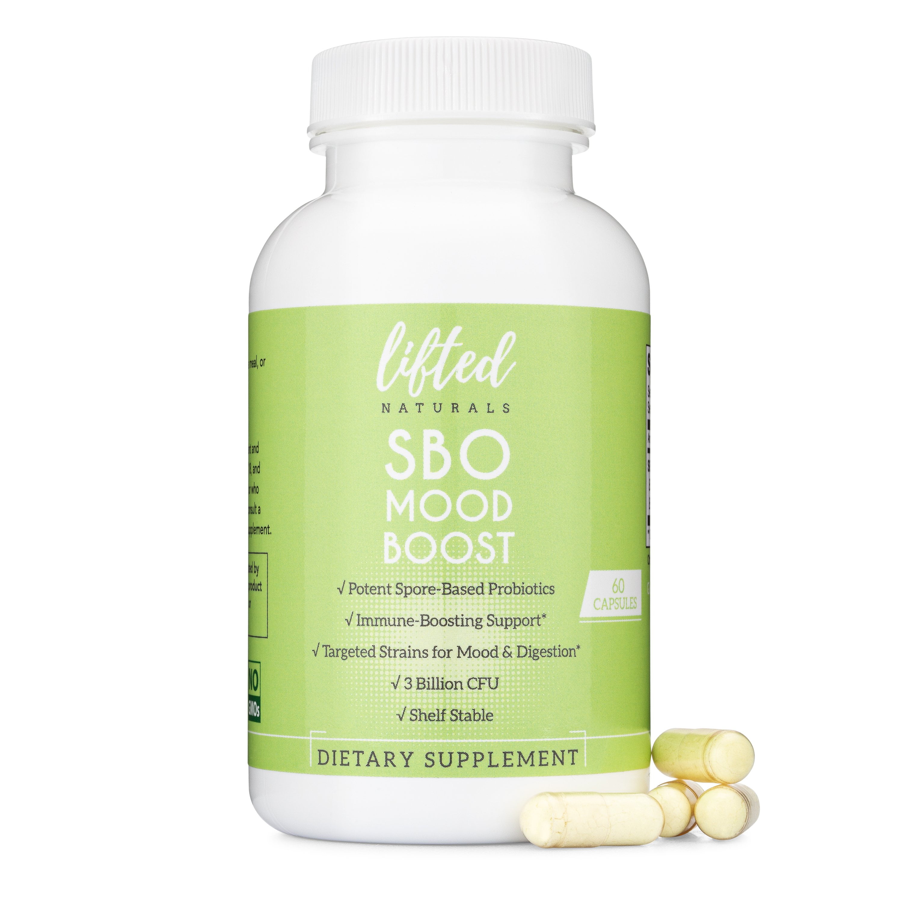 Lifted Naturals, SBO Mood Boost, Spore Based Probiotics, 60 Day Supply ...