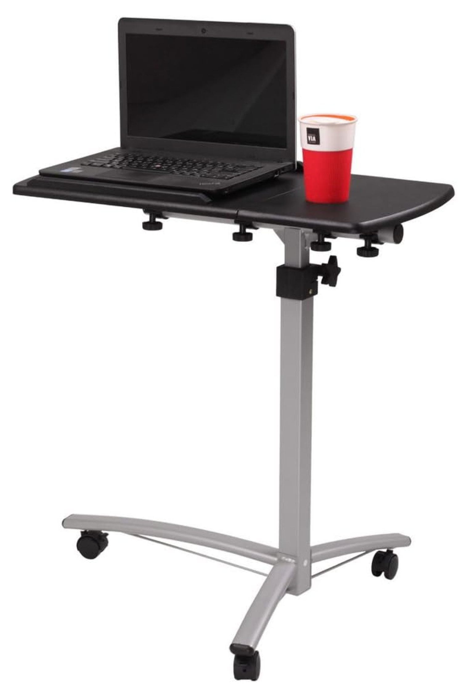Lifting Computer Desk Mobile Standing Laptop Sit or Stand on 3-Wheels ...