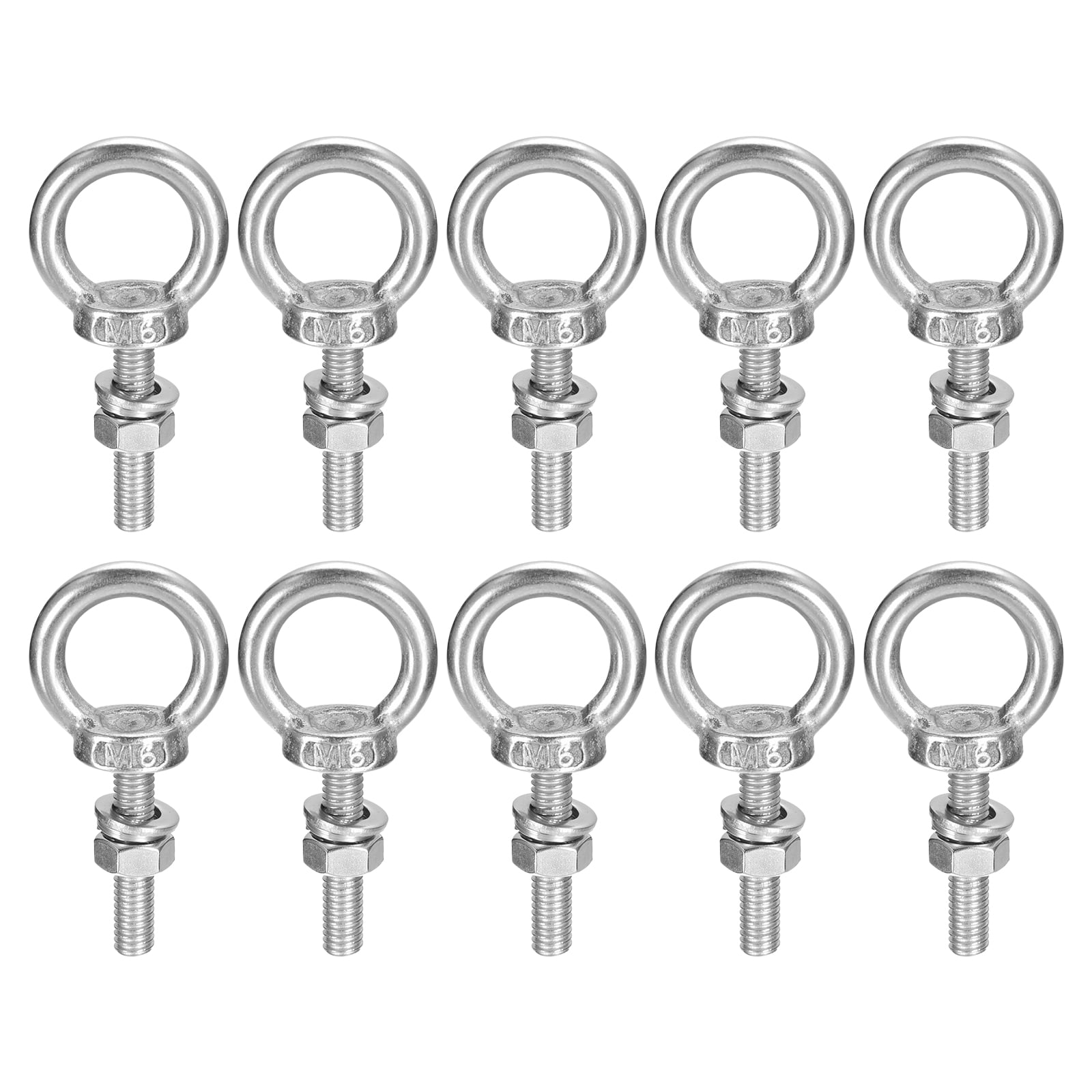Lifting Eye Bolt 10 Sets M6x25mm Eye Bolt with Nut Washer 304 Stainless ...