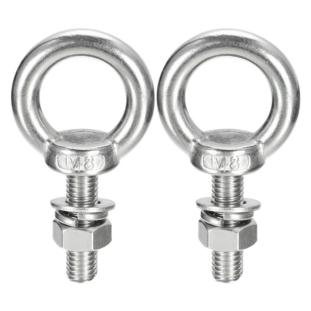 Lifting Eye Bolt 2 Sets M8x30mm Eye Bolt with Nut Washer 304 Stainless ...