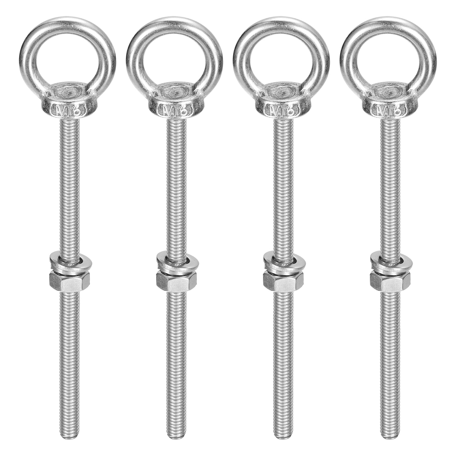 Lifting Eye Bolt 4 Sets M6x100mm Eye Bolt with Nut Washer 304 Stainless ...
