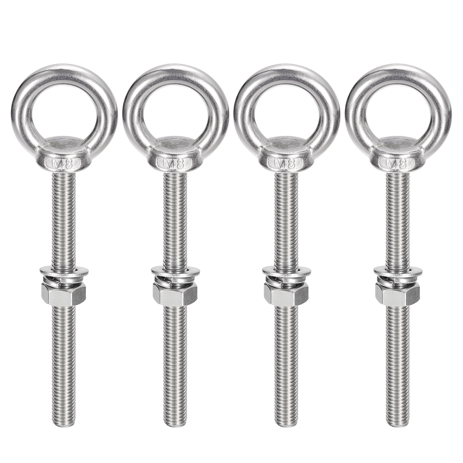 Lifting Eye Bolt 4 Sets M8x100mm Eye Bolt with Nut Washer 304 Stainless ...