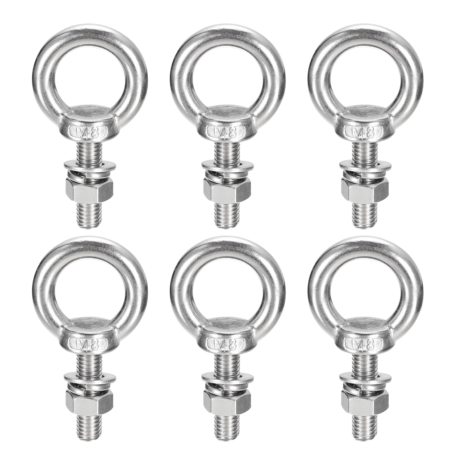 Lifting Eye Bolt 6 Sets M8x30mm Eye Bolt with Nut Washer 304 Stainless ...