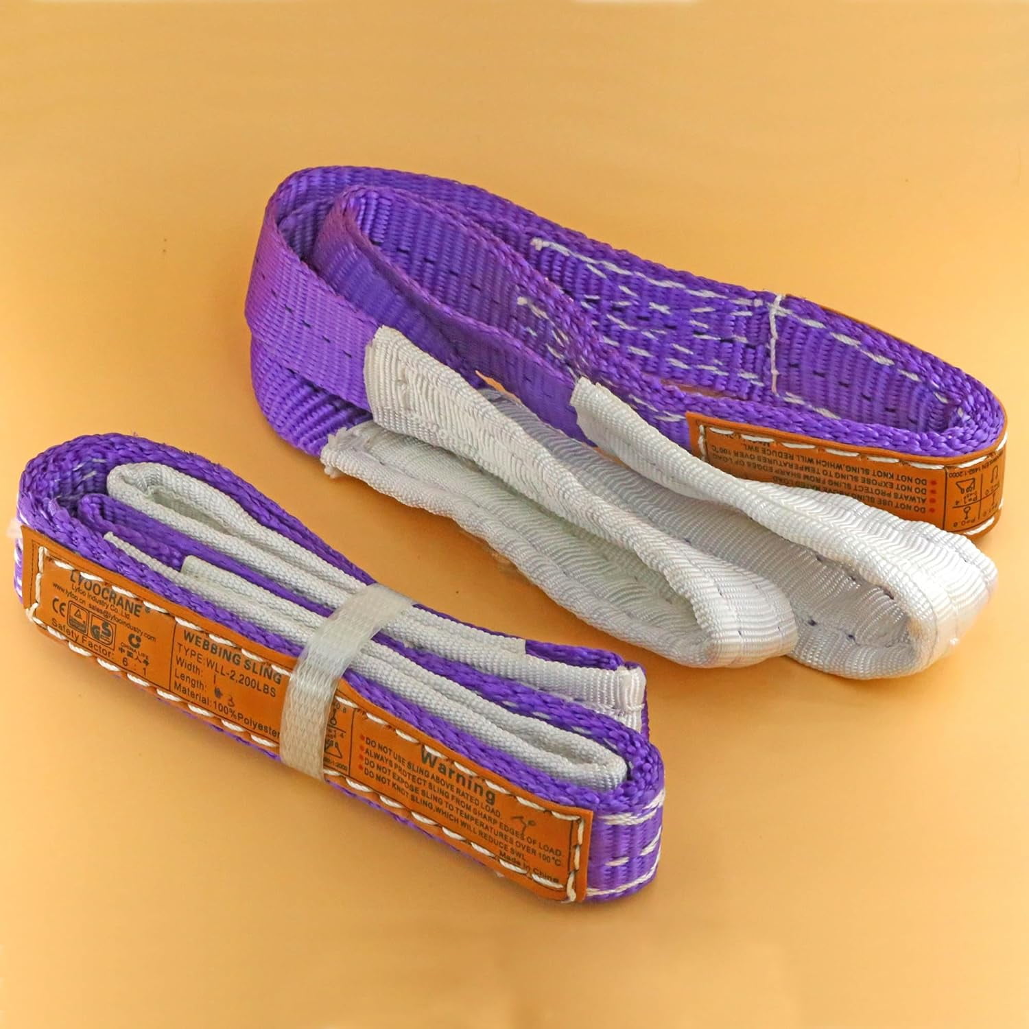 Lifting Sling 1"x3 ft - 1:6 Safety Factor 2200 lbs - Lift Strap with ...