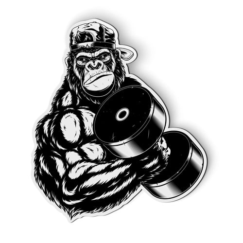 Lifting Weights Work Out Gorilla - 5.5" Magnet for Car Locker ...