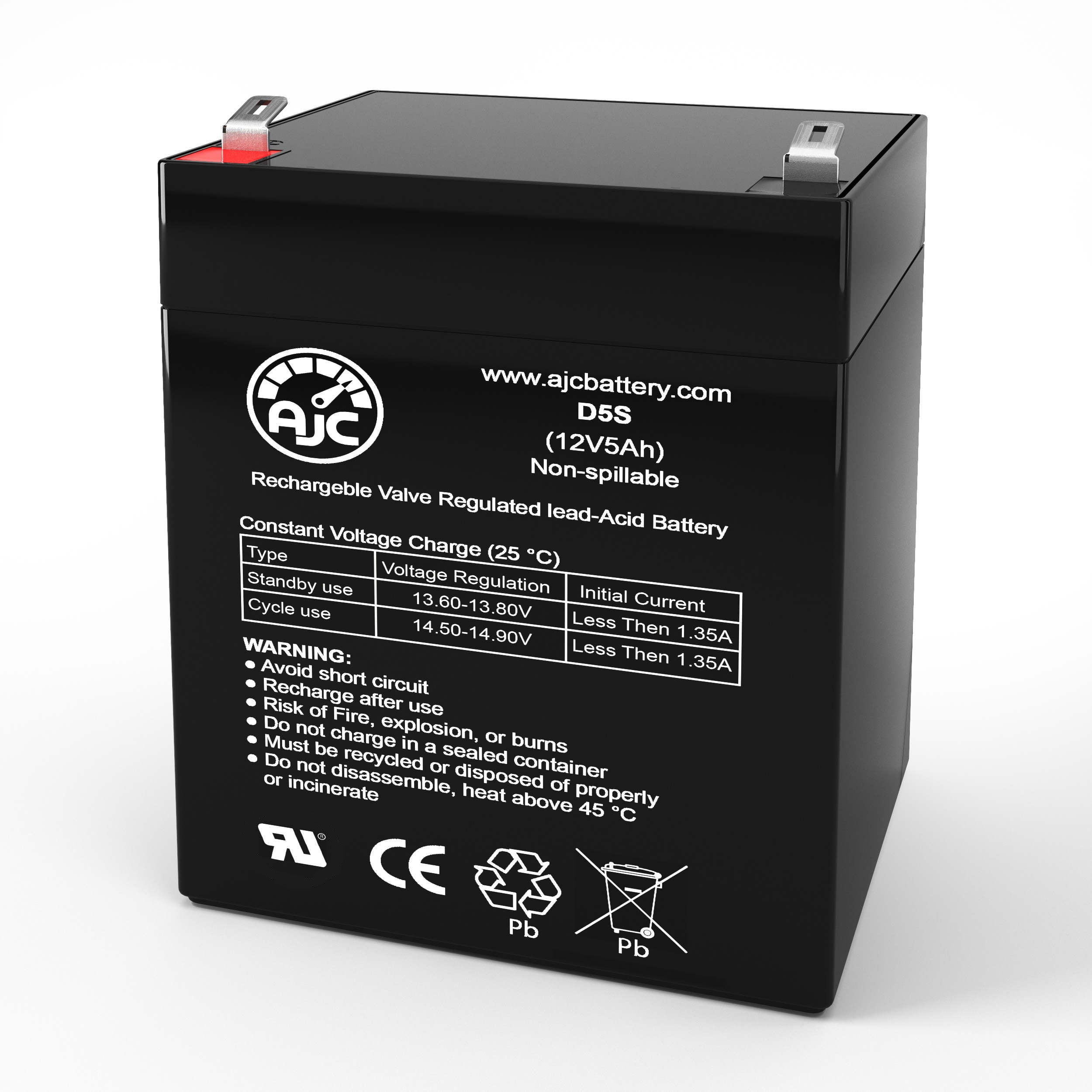AJC Brand Replacement Battery for Liftmaster 485LM Evercharge 12V 5Ah ...