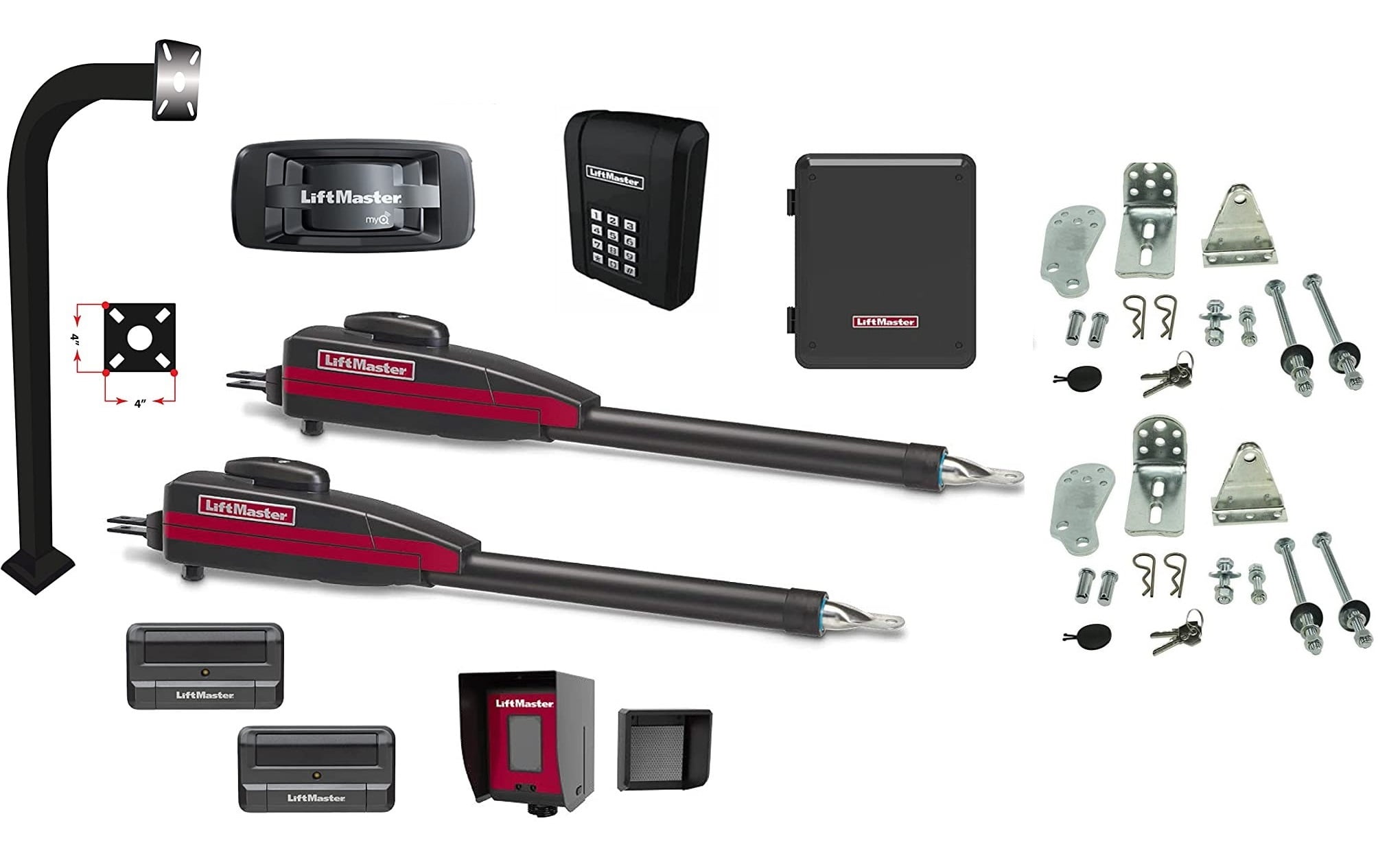 Liftmaster LA400PKGU Dual Swing Gate Opener Kit, Battery Backup ...
