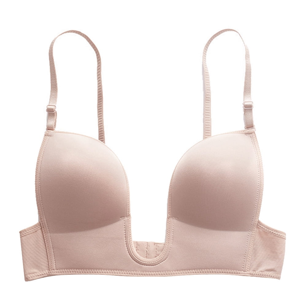 Liftup Low Back Plunge Bra Cleavage-Boosting Light Padding Bra ...
