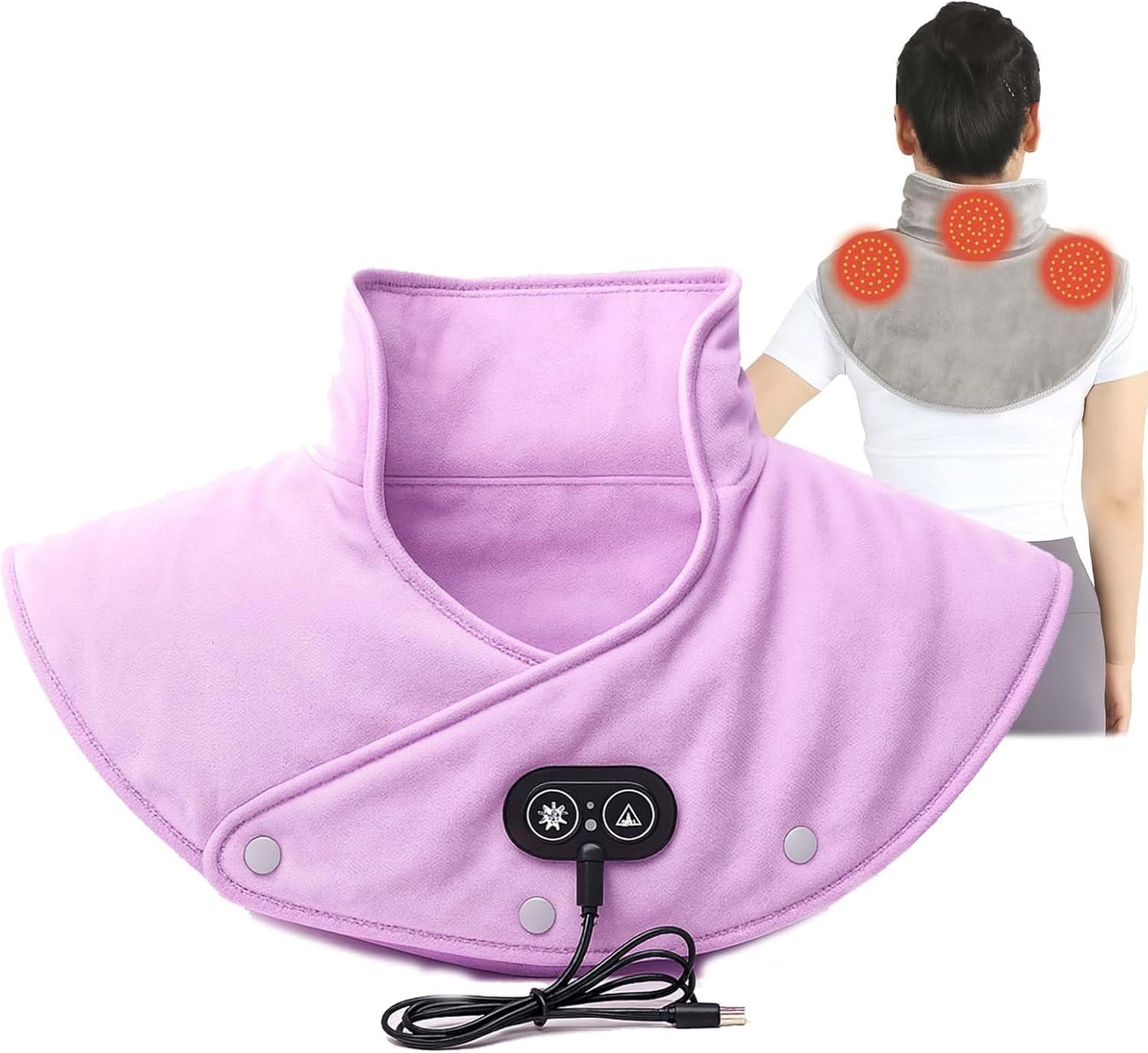Heated Neck Wrap,3 Heat & 3 Vibration Massage Modes, Fast Heating in 60 ...
