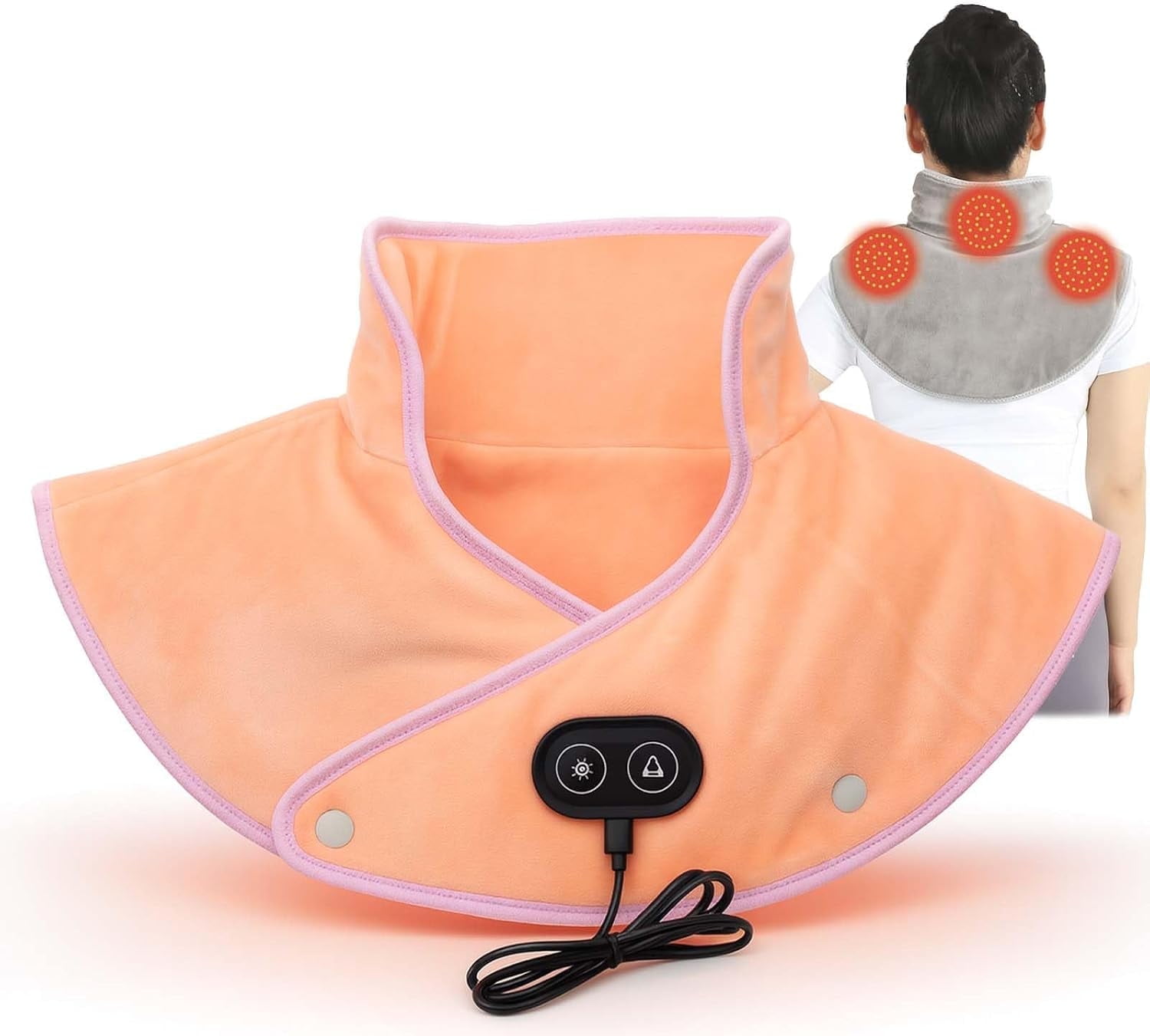 Lifweb Thermaease Pro Heated Neck Wrap,3 Heat & 3 Vibration Massage ...