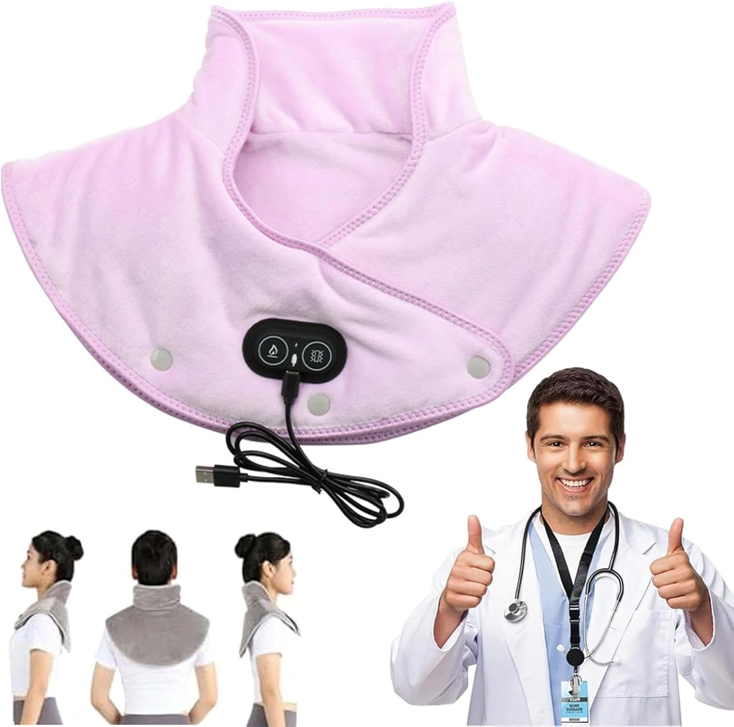 Lifweb Thermaease Pro Wearable Heating Pad with Vibration Massage for ...