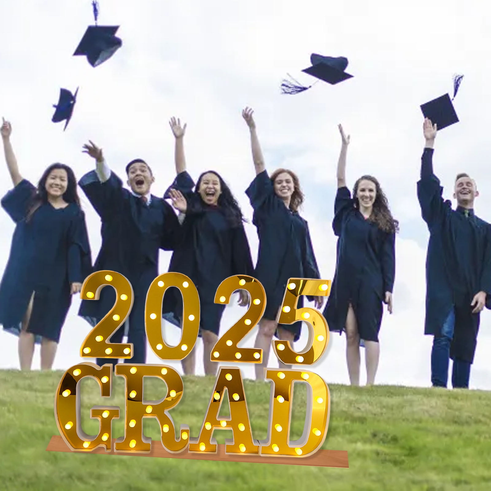 Light Up 2025 Grad Letters Sign Graduation Season Party Decorations LED ...