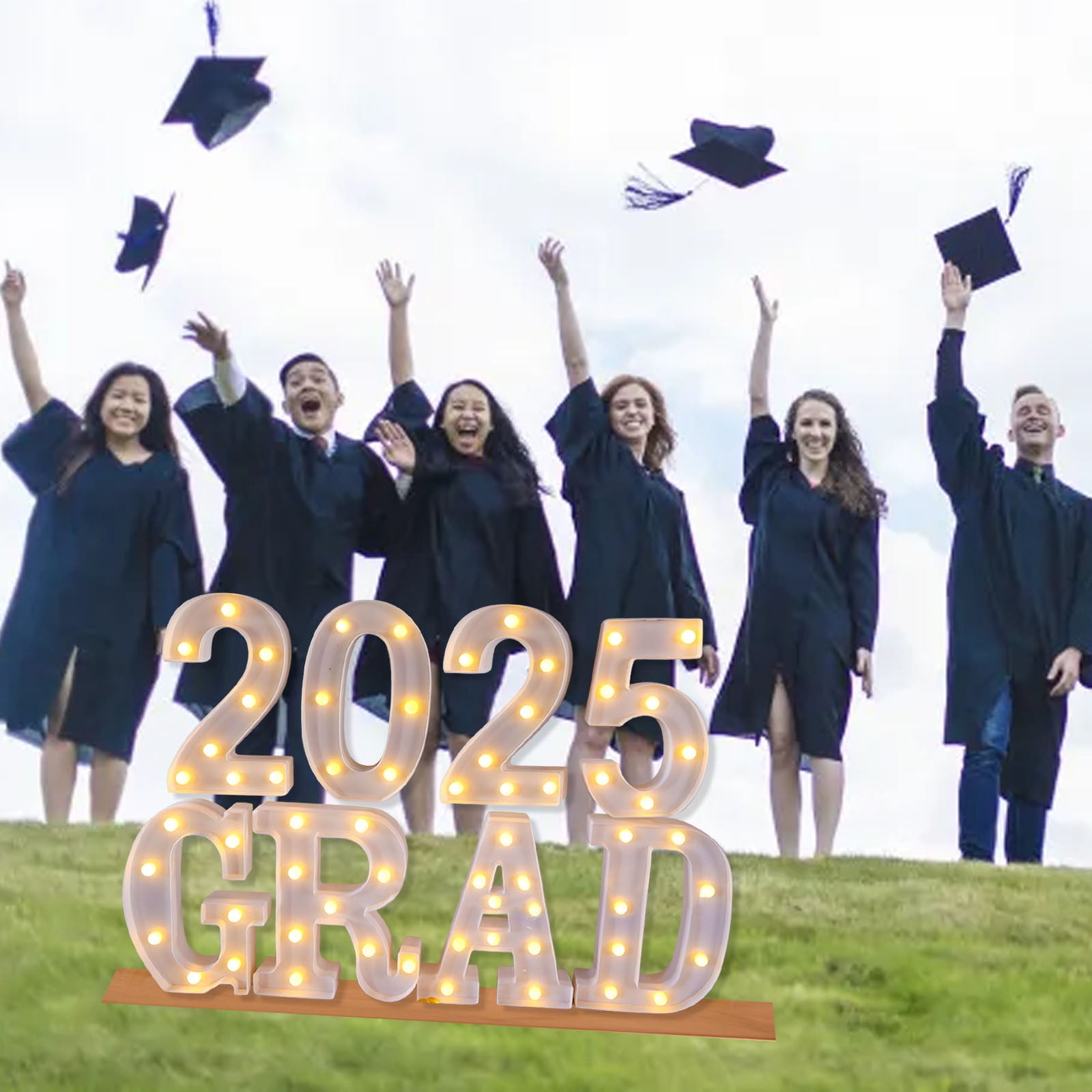 Light Up 2025 Grad Letters Sign Graduation Season Party Decorations LED ...