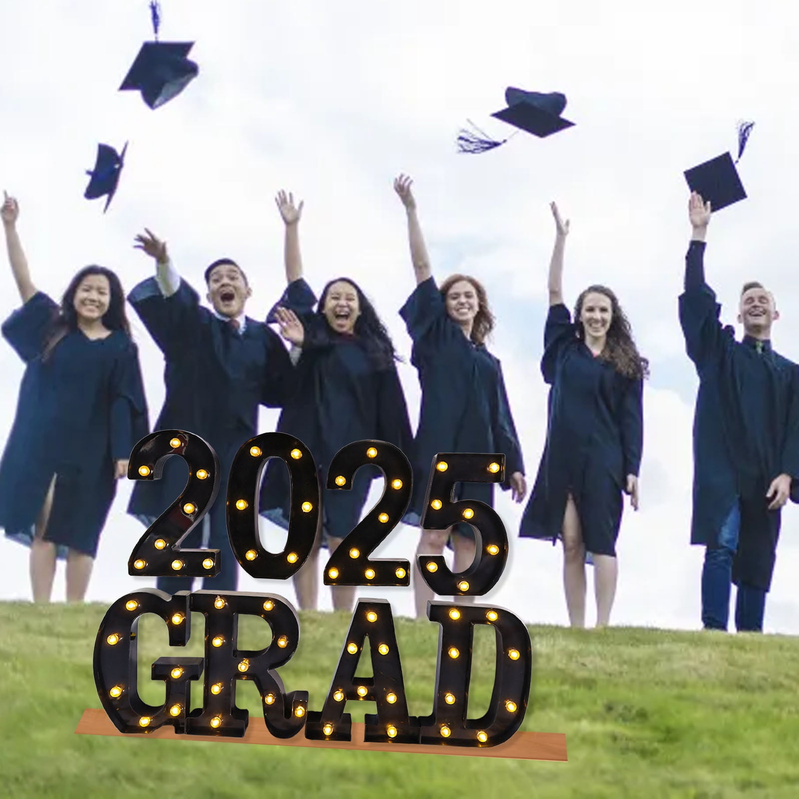 Light Up 2025 Grad Letters Sign Graduation Season Party Decorations LED ...