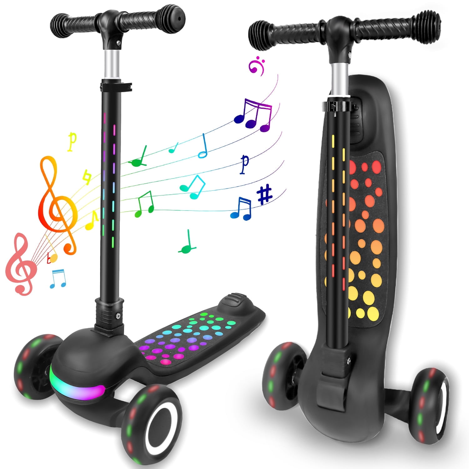 Light Up 3 Wheel Kick Scooter for Kids Toddlers Girls with LED Sync ...