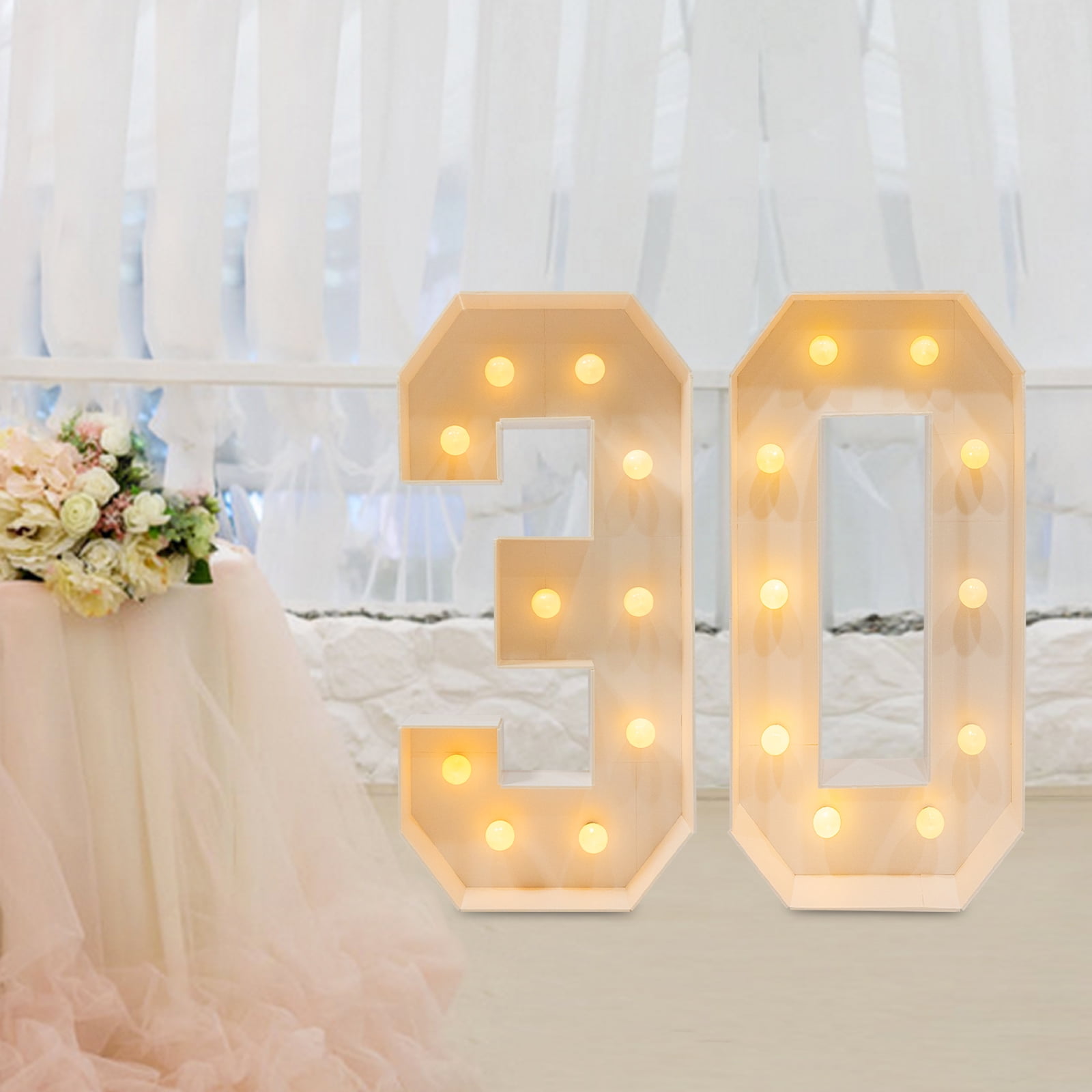 Light Up 30/40/50 Numbers with LED Bulbs, Vintage Design, Battery ...