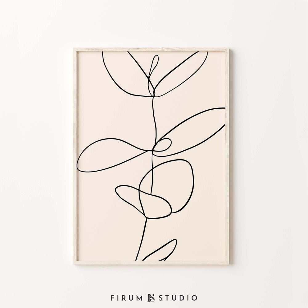 Light Aesthetic Art, Minimal Botanical Printable Wall Art, Fine Line ...
