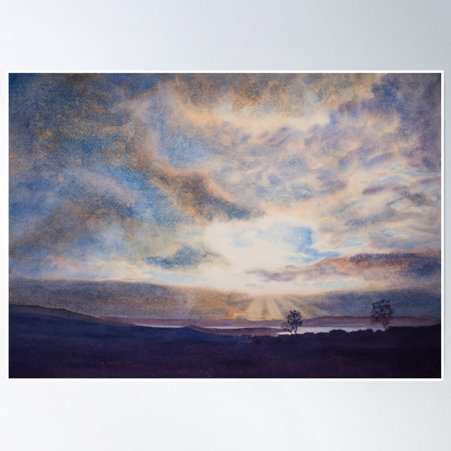Light And Colours In The Evening Sky. Watercolour Painting By Einar ...