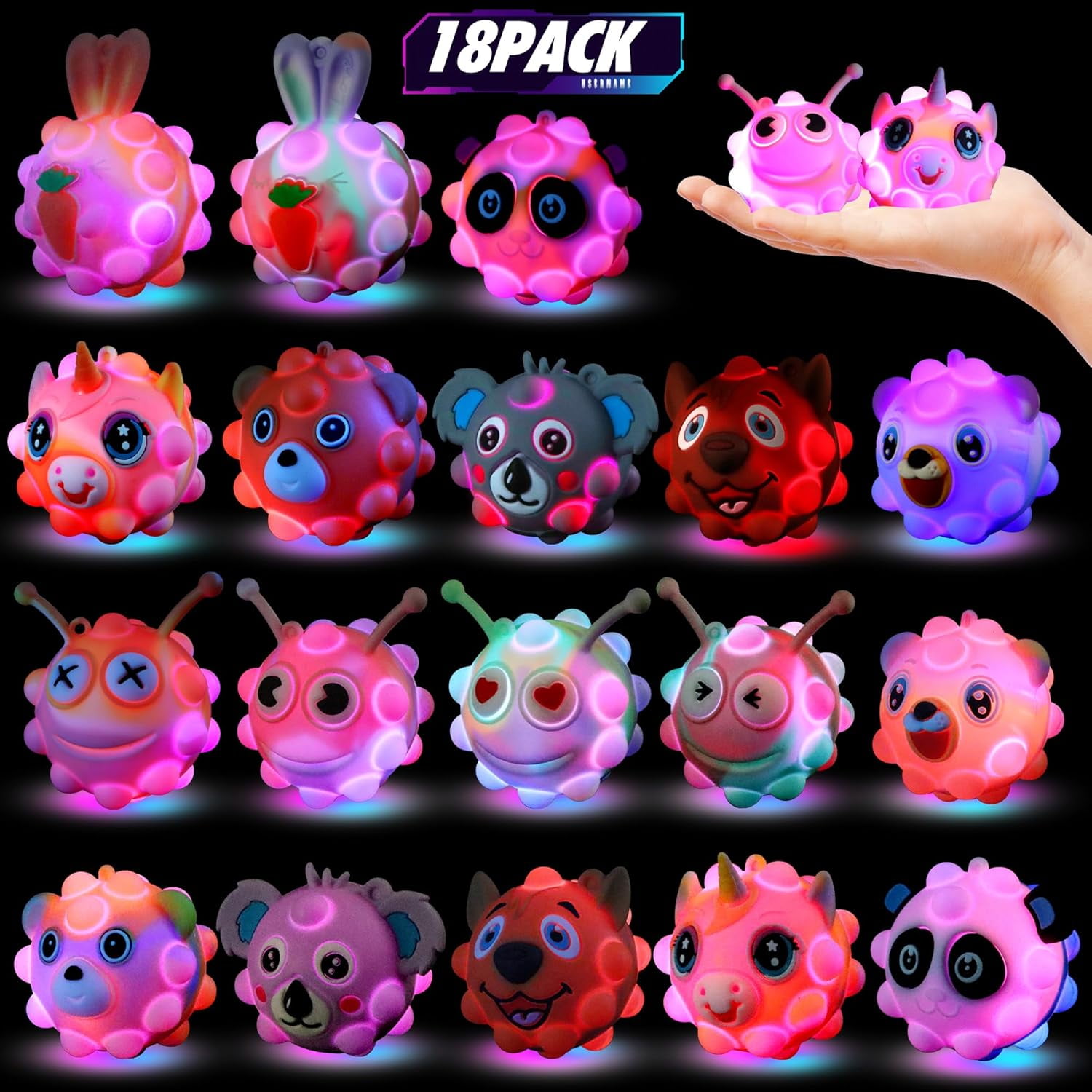 Light Up Animal Pop Balls Toys Party Favors,Goodie Bags Stuffers for ...