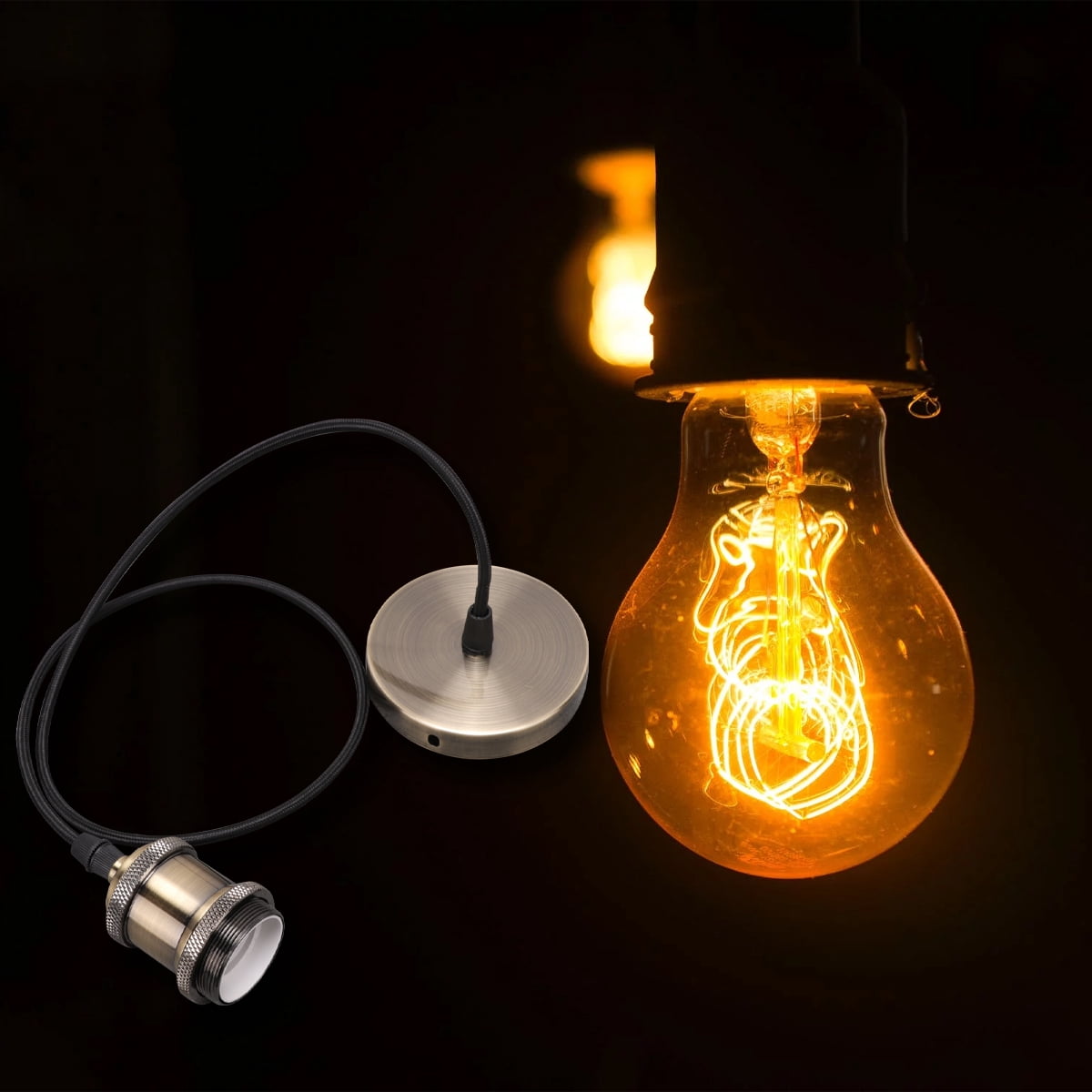 Amosfun Retro Coffee Metal Lamp Base for Home Use E27 Light Holder with ...
