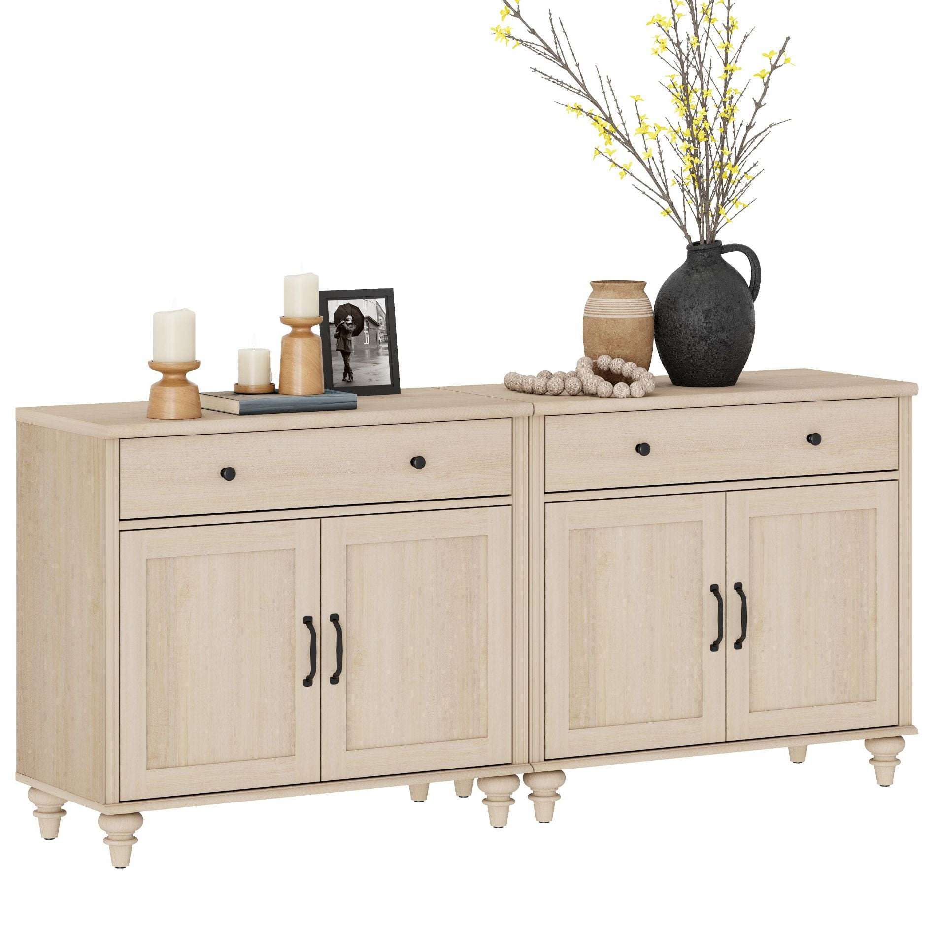 Wampat Light Beige Buffet Cabinet with Storage, Modern Farmhouse 68 ...