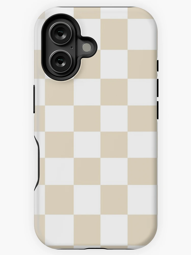 Light Beige Checkered Case iPhone 11 12 13 14 15 16 Pro Max Minimal ...