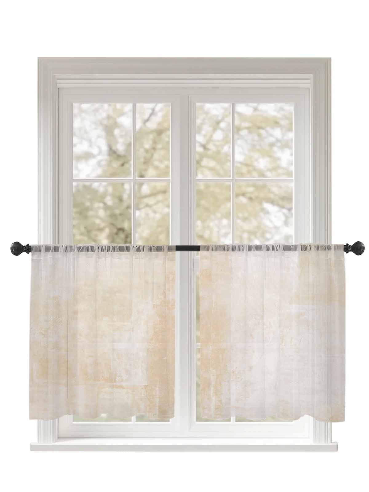 Light Beige Gradient Sheer Curtains 45 Inch Long 2 Panels, Modern ...