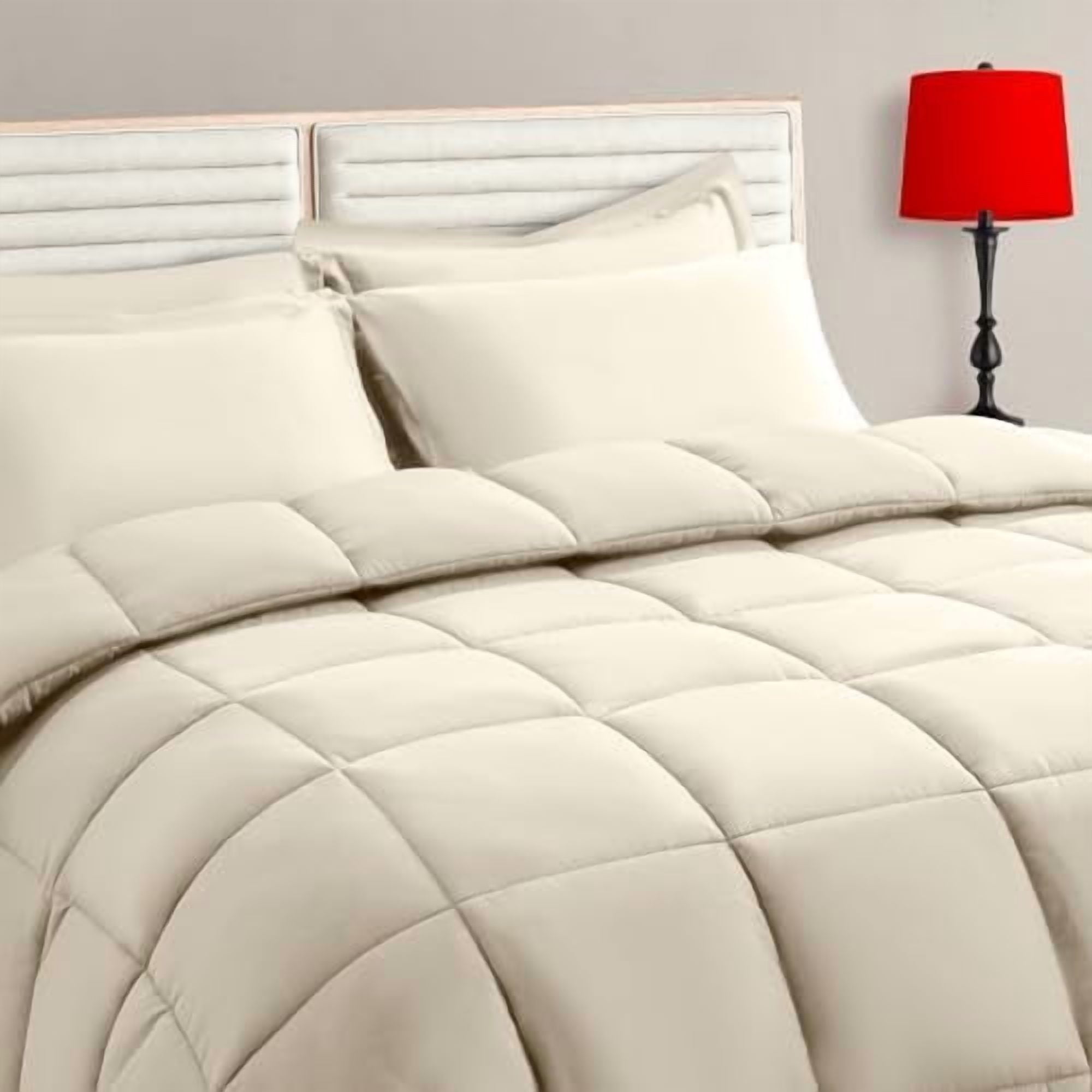 Light Beige King Comforter Set - 7 Pieces, Bed in a Bag Bedding Sets ...