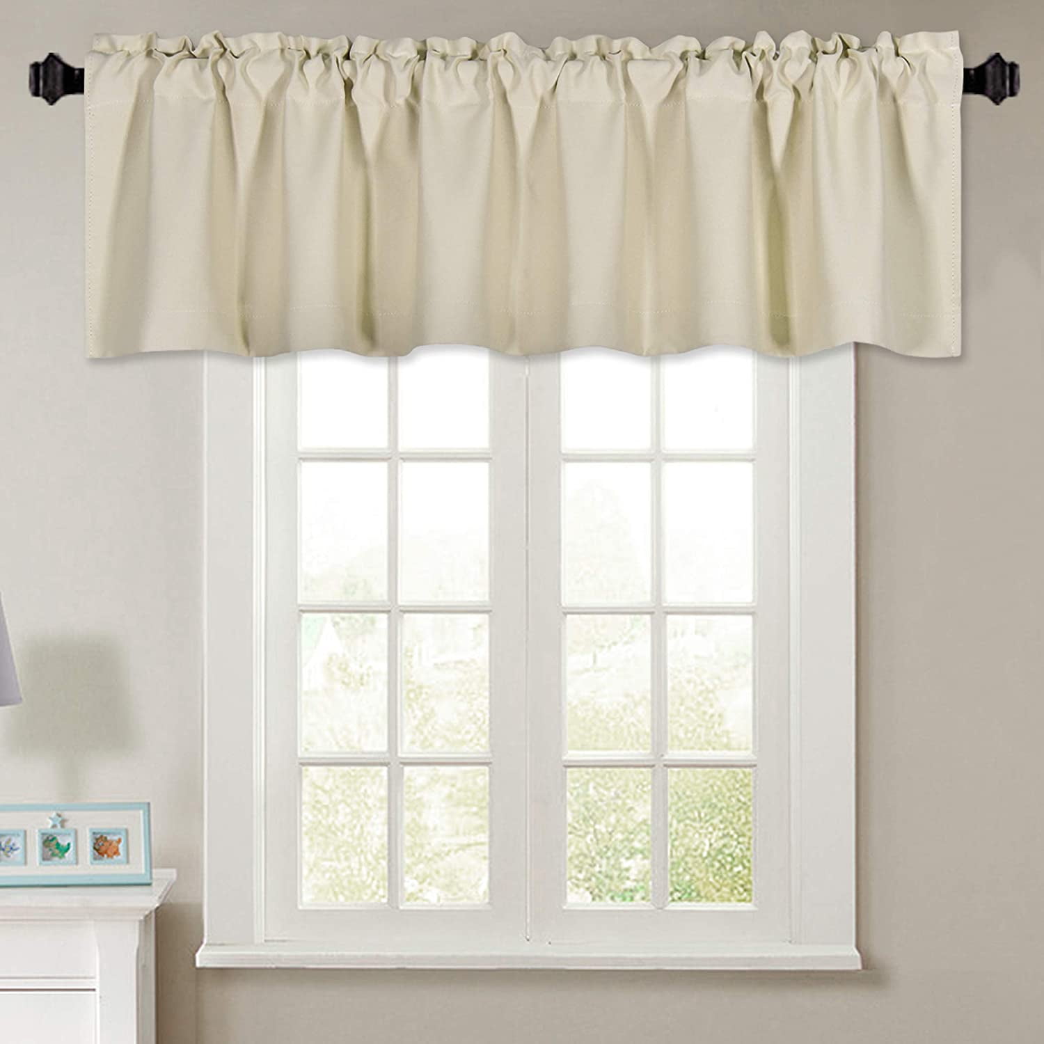 Light Beige Valance for Windows Rod Pocket Energy Efficient Cream ...