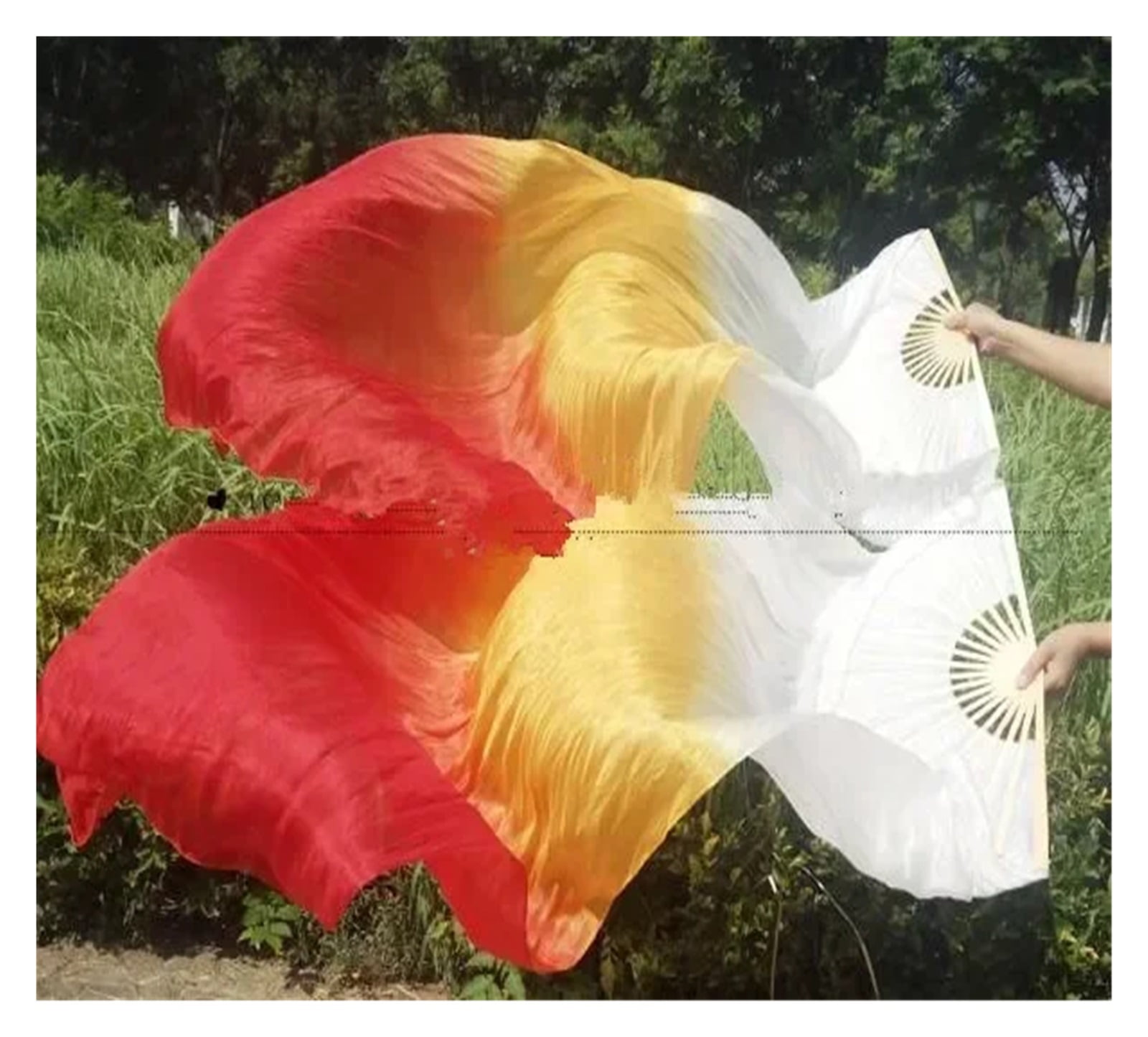 Light Belly Dance Fan Veils Real Silk Dancing Fan For Party Stage ...