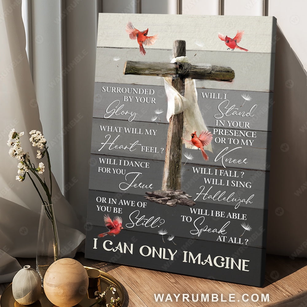 Light Black Background, Wooden Cross, Cardinal, I Can Only Imagine ...