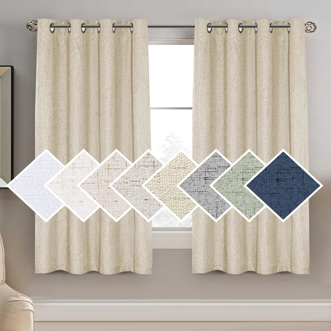 Light Blocking Curtain 63 Inches Long for Bedroom, Thermal Insulated ...