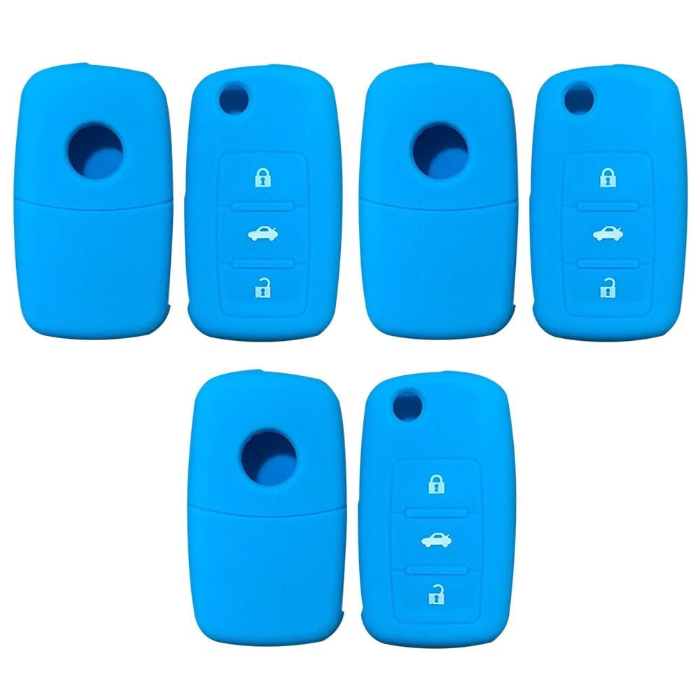 Light Blue - 3 Buttons Car Remote Key Fob Case for VW, Golf, Jetta ...