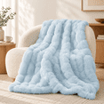 Light Blue 40''x50'' Faux Reversible Throw Blanket for Couch, Bed, and ...
