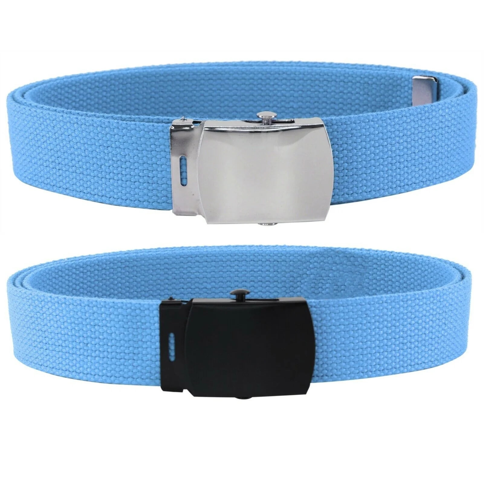 Light Blue Adjustable Canvas Military Web Belt With Metal Buckle 32 to ...