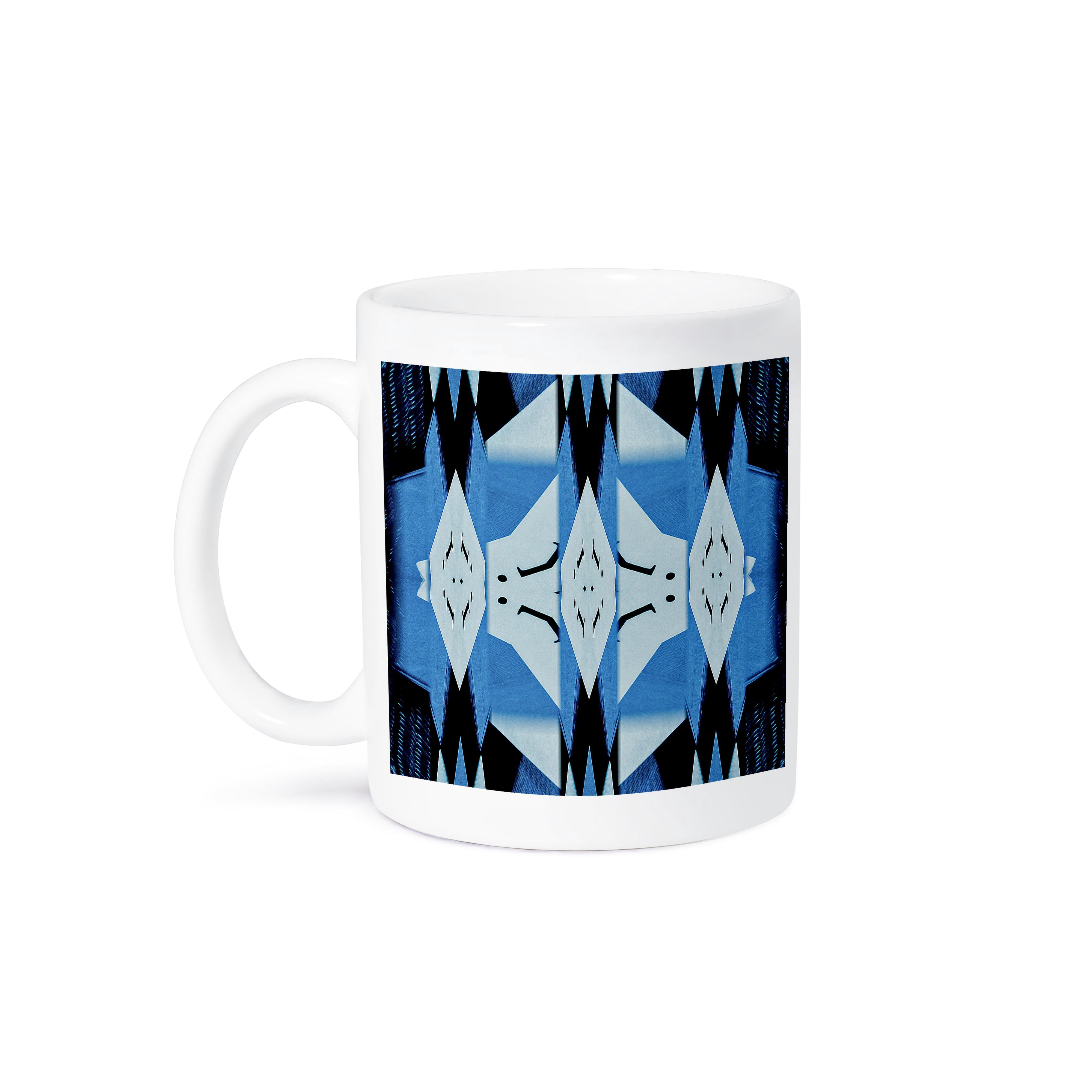 Light Blue And Navy Shapes From A Stove Layered In Denim, 15oz Mug ...