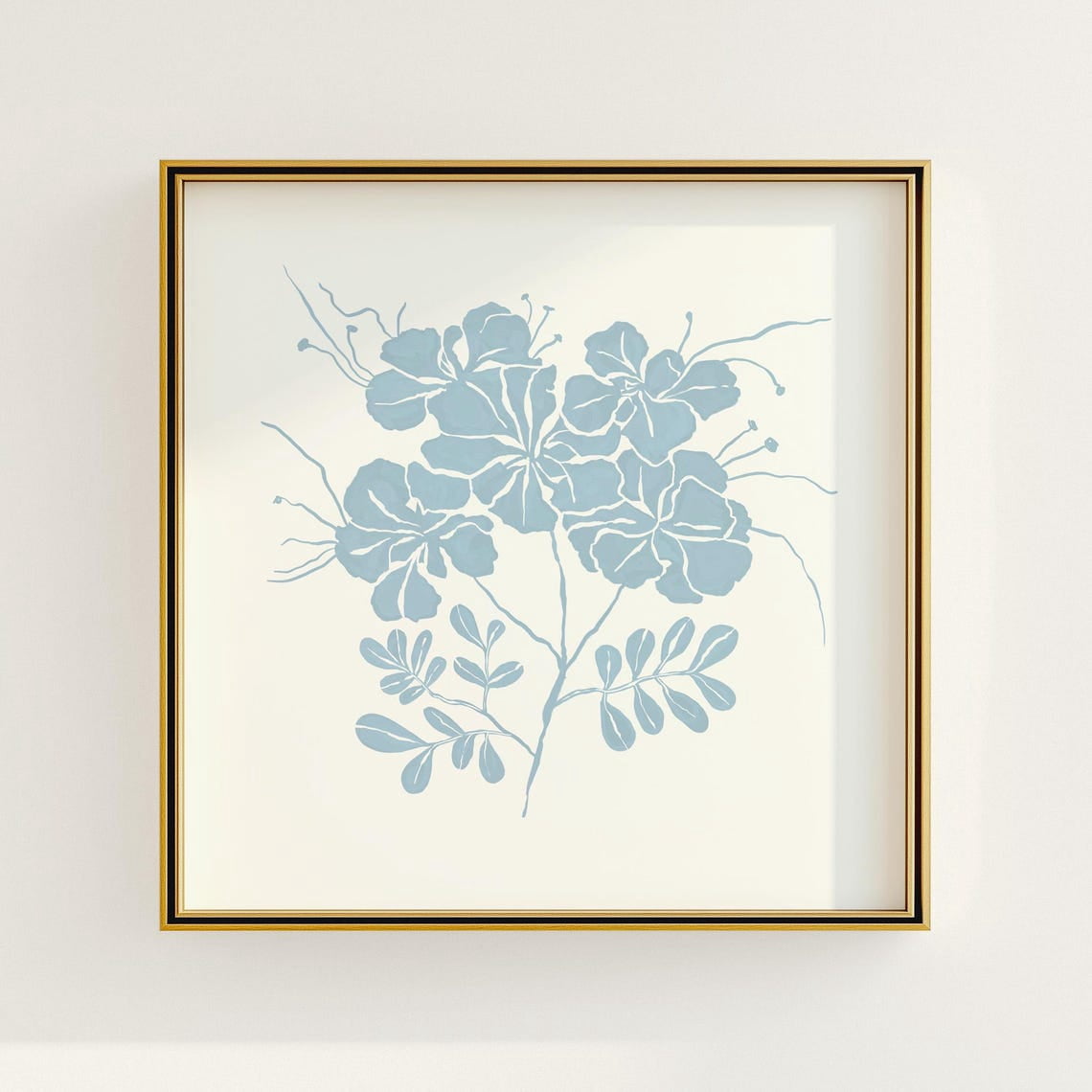 Light Blue And White Floral Botanical Poster Grandmillennial Art V4 ...