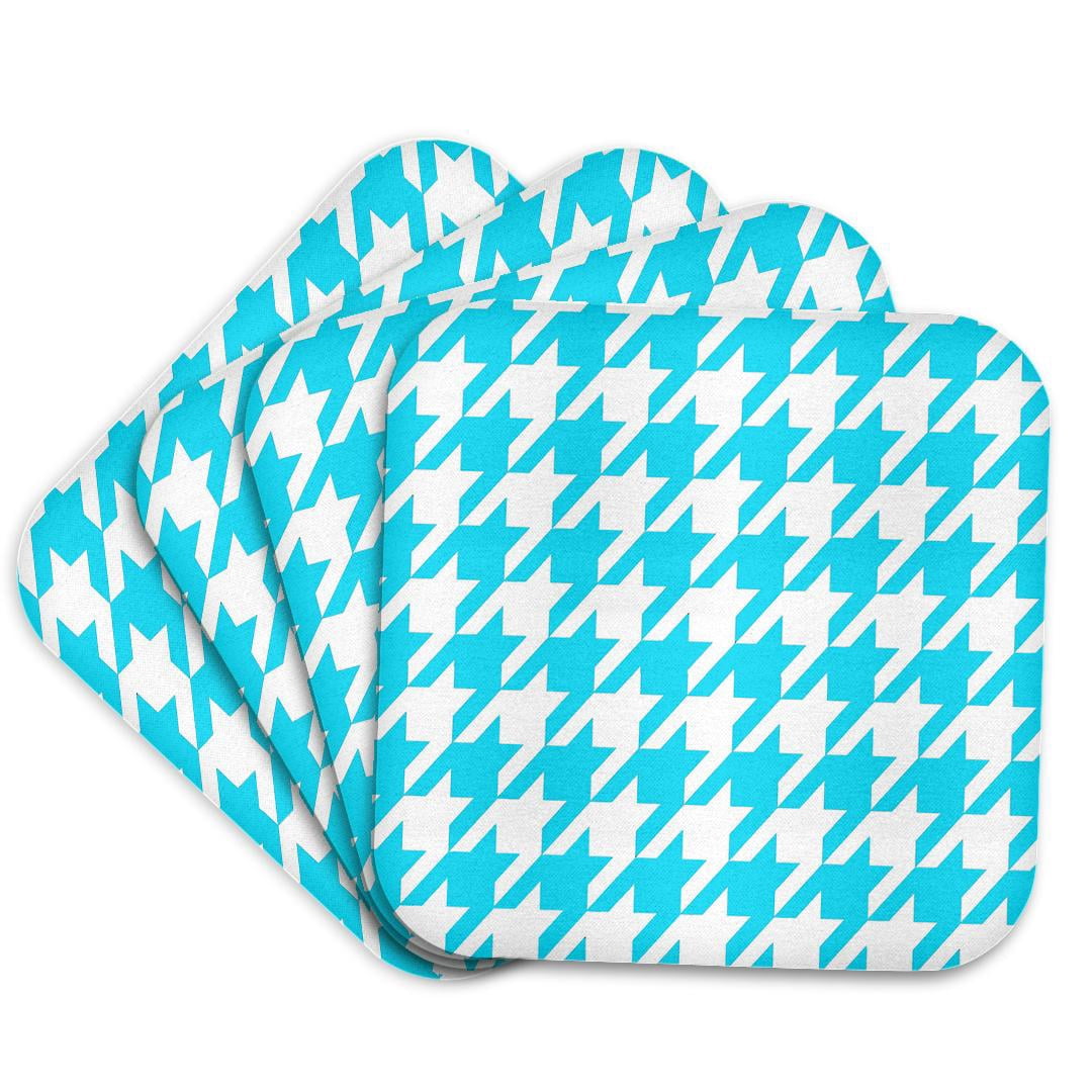 3dRose, Light Blue and White Houndstooth - Large, set of 4 Coasters ...