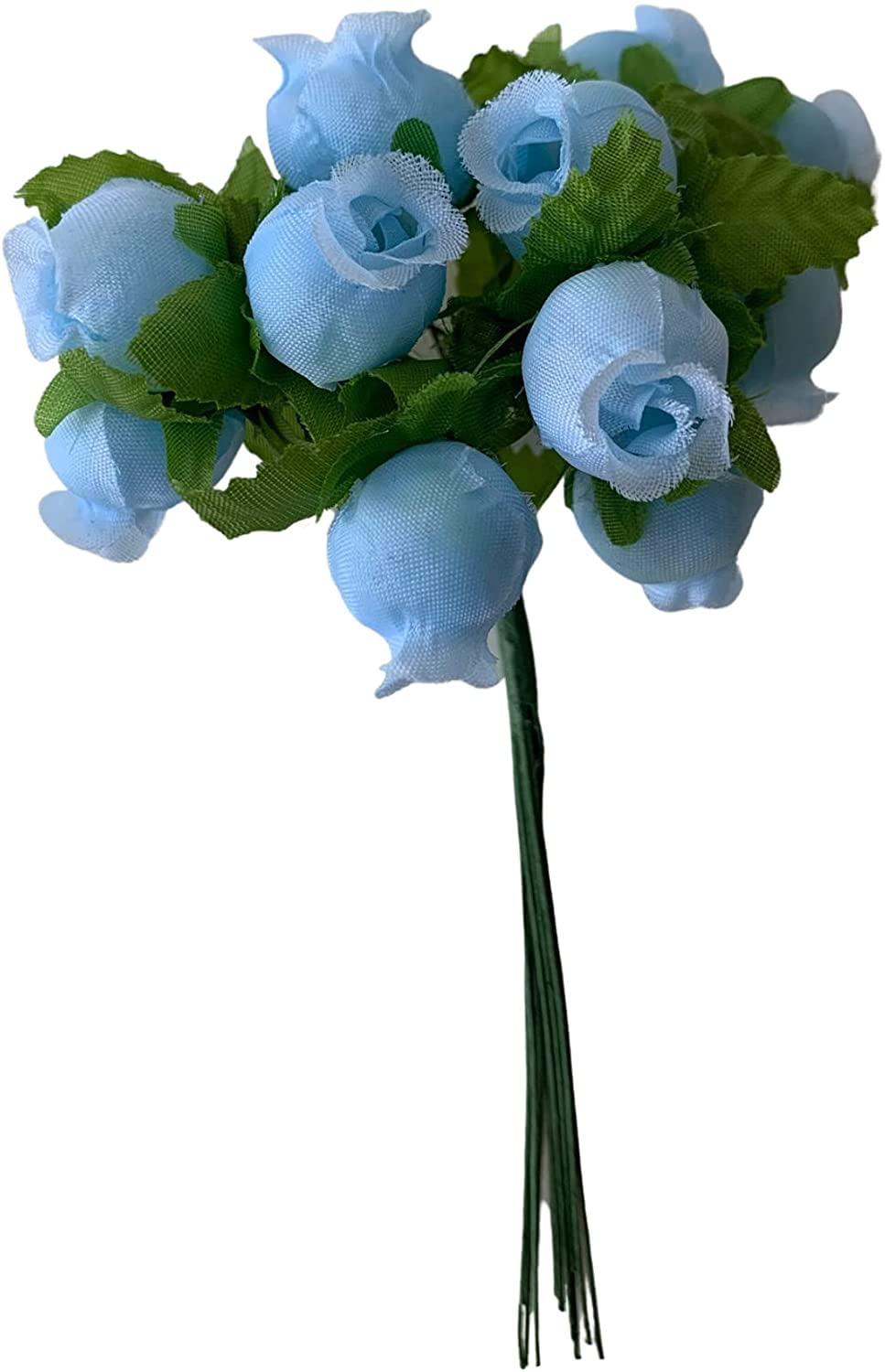 Light Blue Artificial Silk Flower Roses - 12 Mini Bouquets of 12 ...