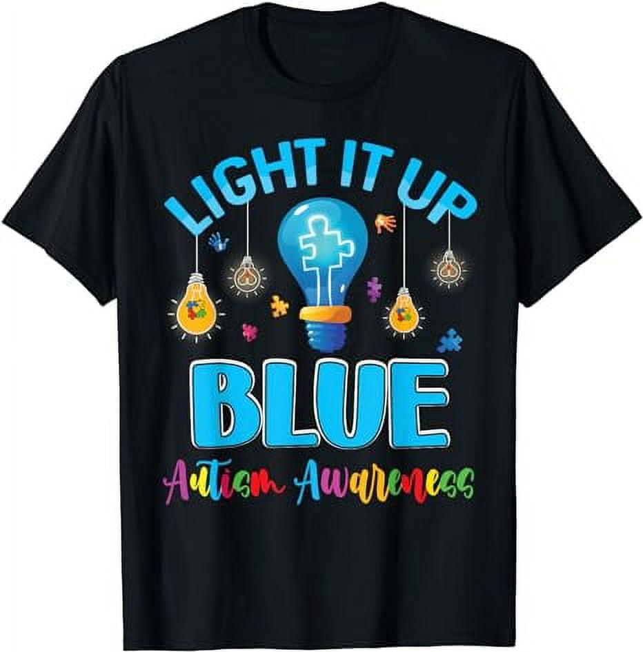 Light Blue Autism Awareness Mens Womens Boys Girls Kids T-Shirt ...