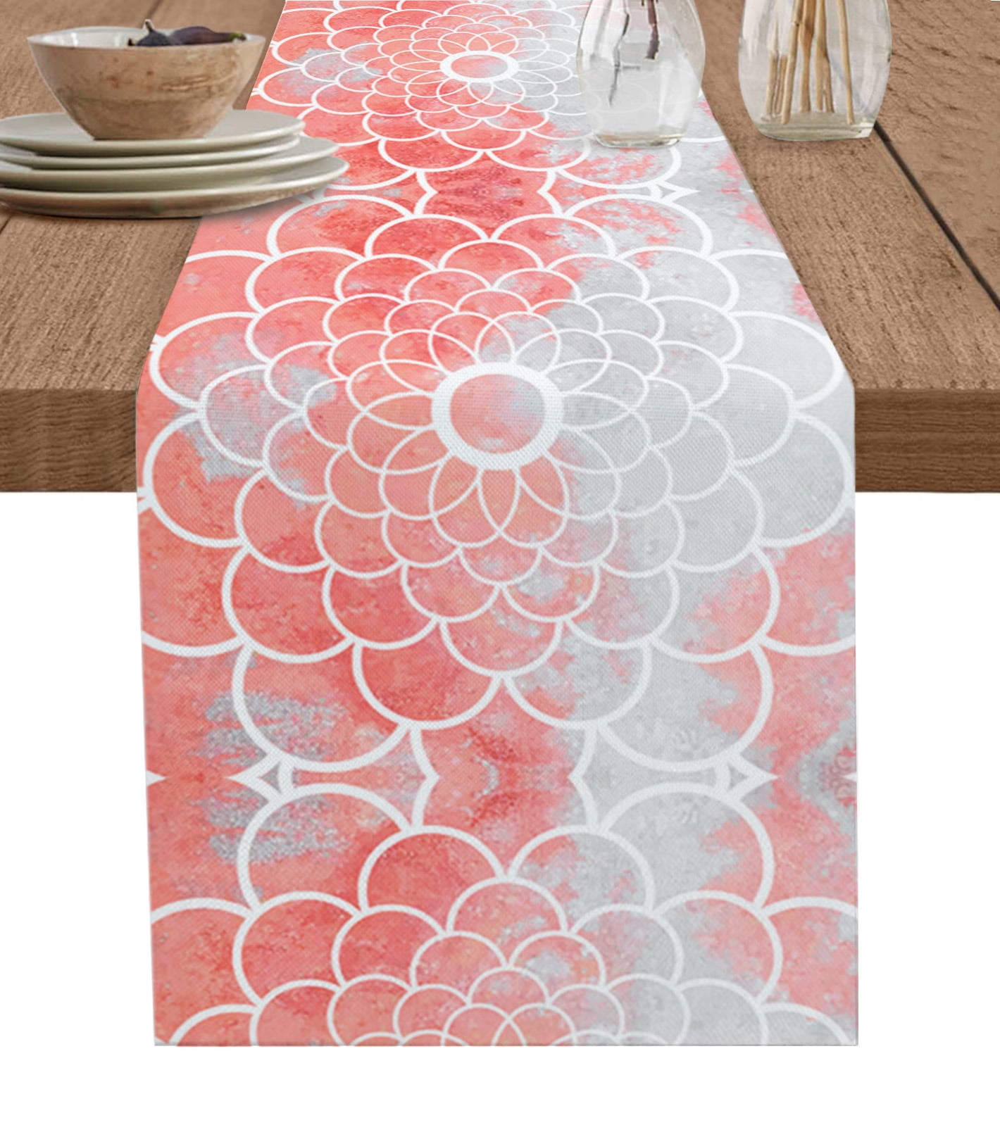 Light Blue Background Lace Leaves Table Runner Wedding Party r Modern ...