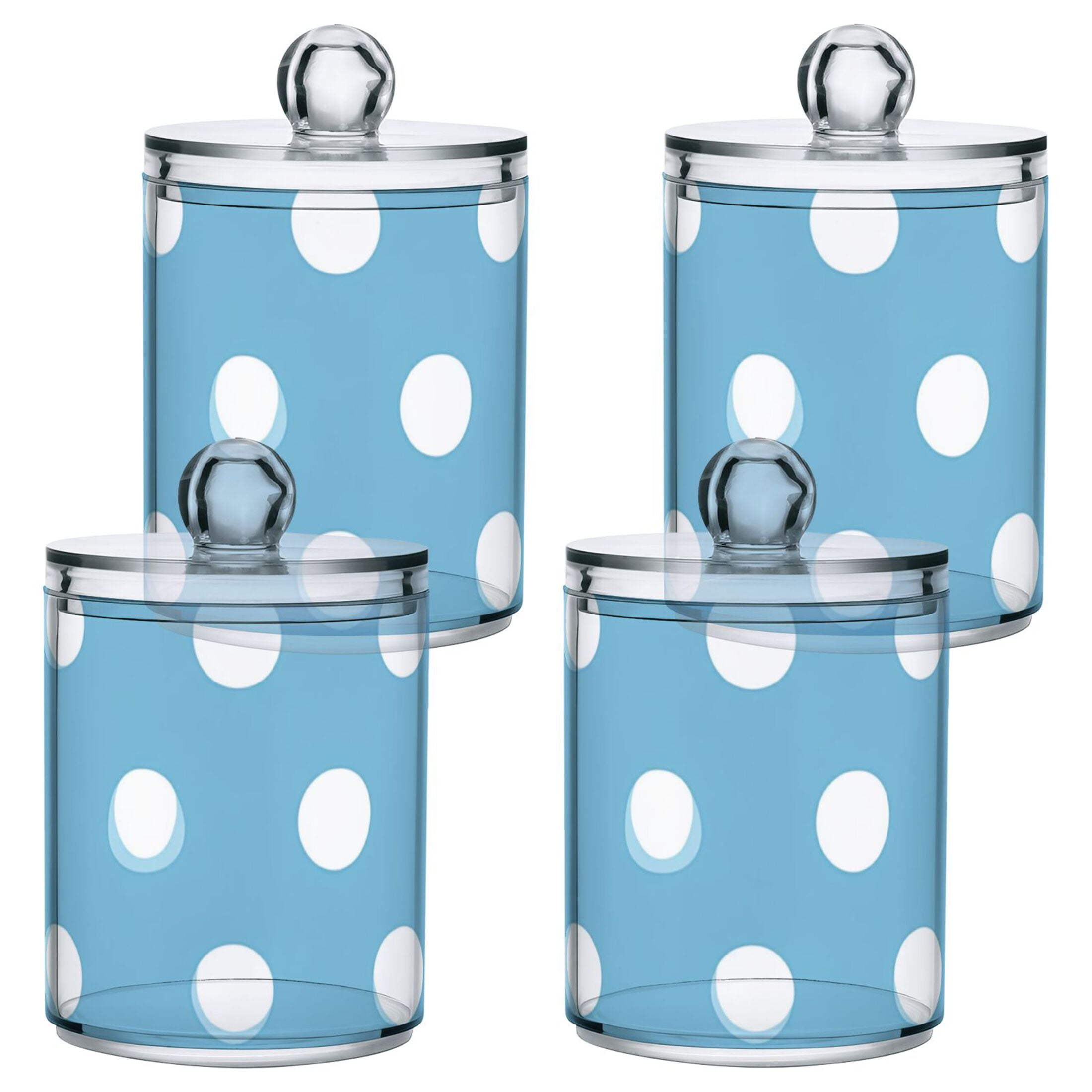 Light Blue Background White Dots Translucent Plastic Cans Storage ...